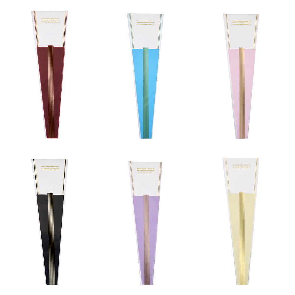 120Pcs 6 Colors OPP Plastic Flower Bouquet Bags Single Flower Packaging ...