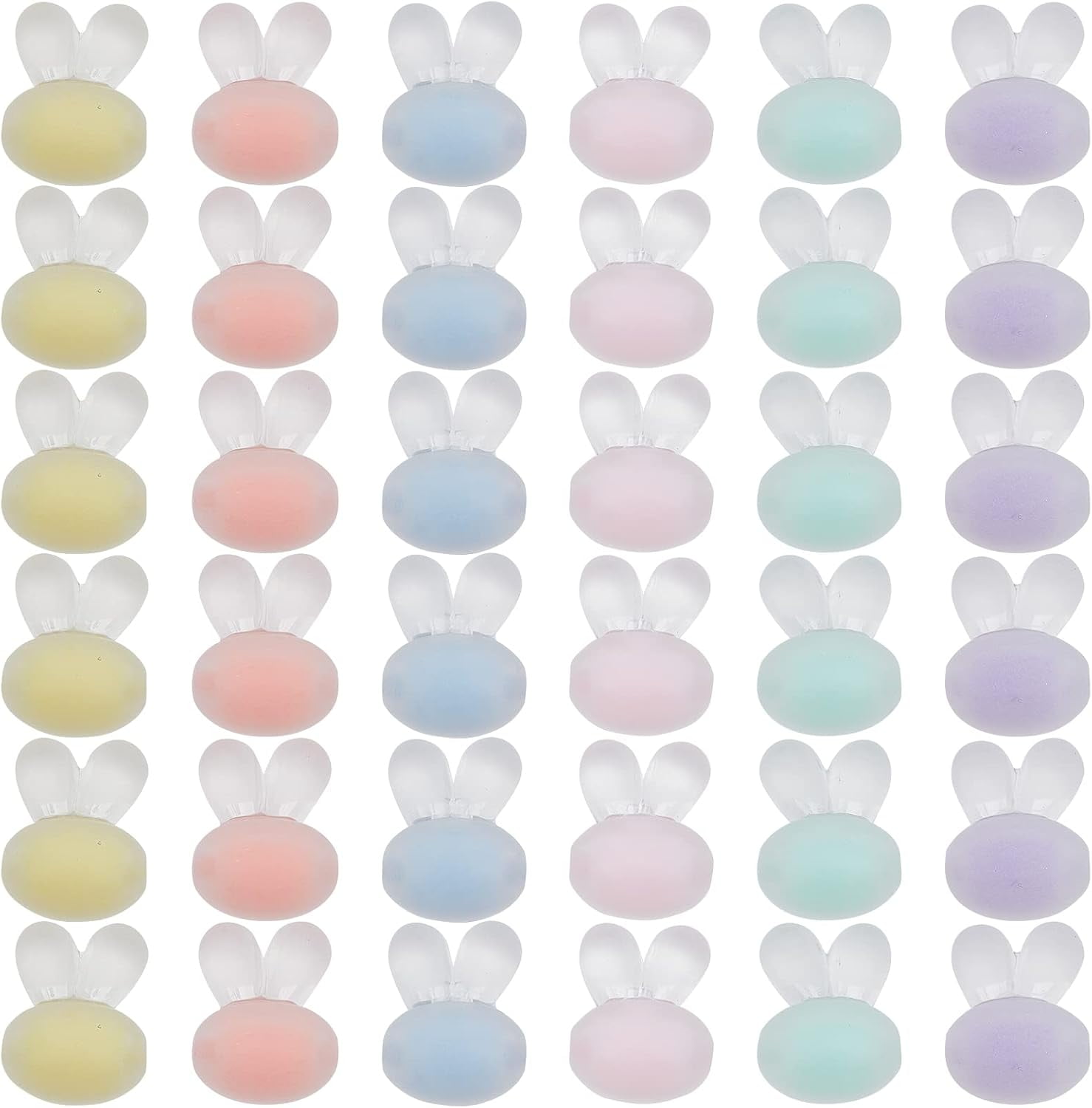 120Pcs 6 Colors Transparent Acrylic Rabbit Beads Mixed Color Cartoon ...