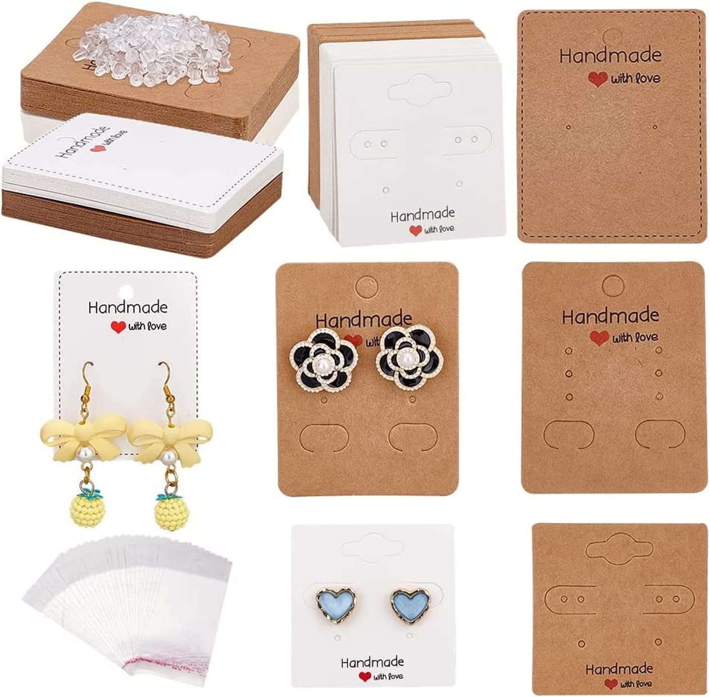 120Pcs 6 Style Blank Kraft Paper Earring Card Holder for Earring ...