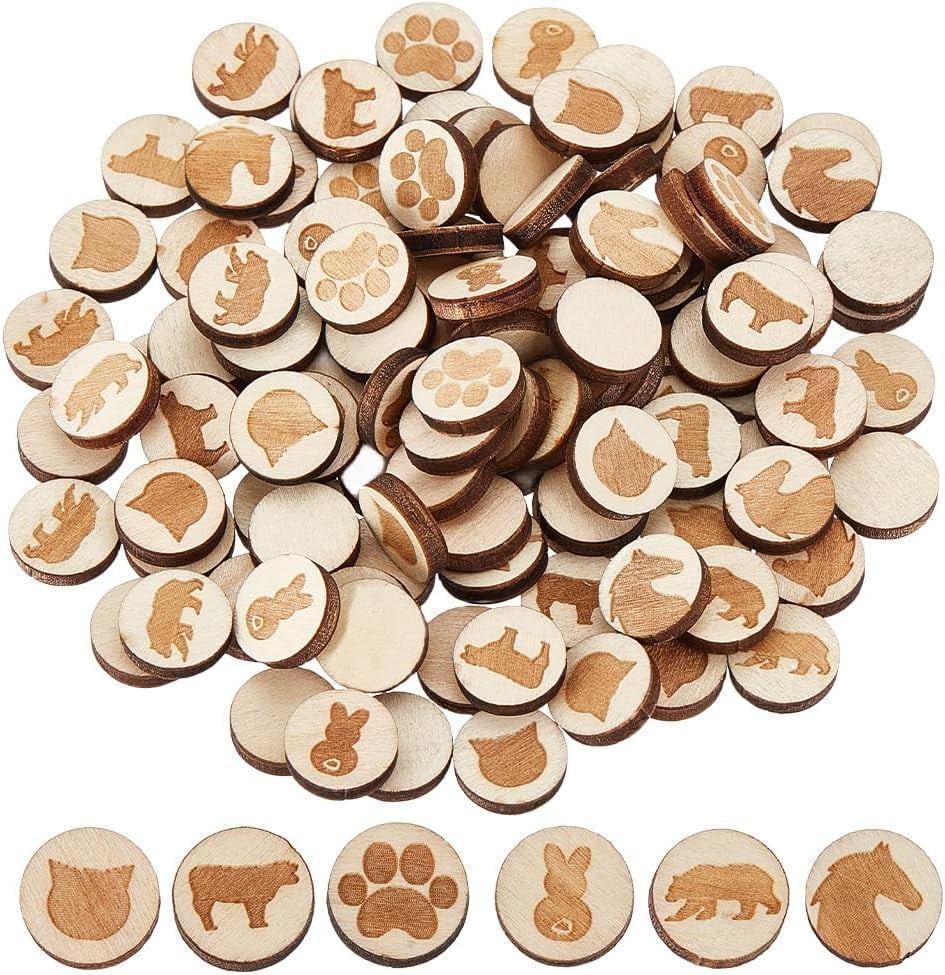 120Pcs 6 Style Mini Wood Stud Earring Blanks Animal Round Wood Studs ...