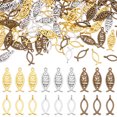 120Pcs 6 Styles Tibetan Style Alloy Pendants Jesus Fish Mixed Color 19. ...