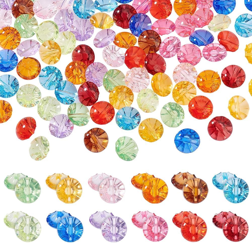 120Pcs Acrylic Rhinestone Buttons 12 Colors Flat Round Crystal Sewing ...