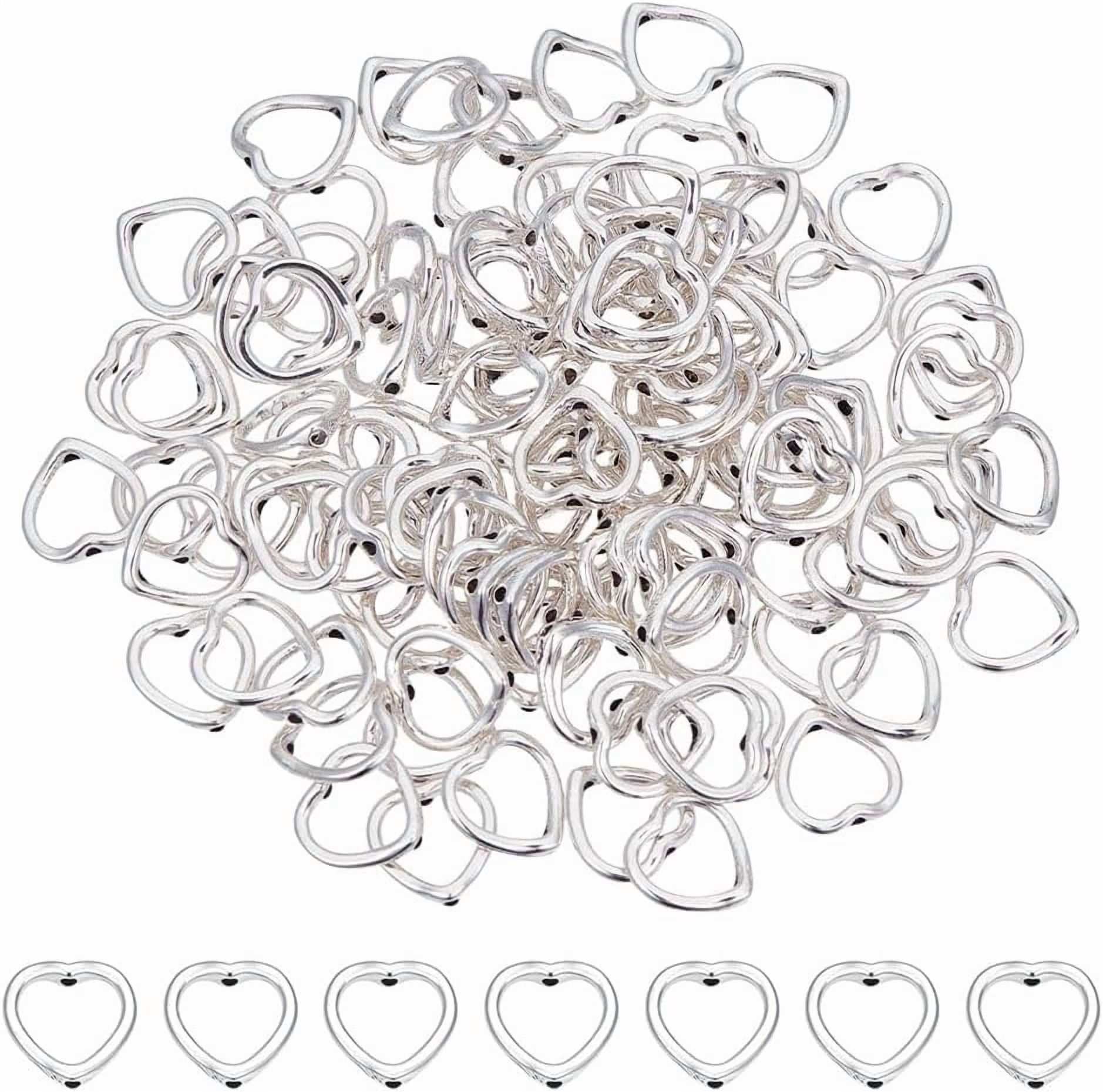 120Pcs Bead Frame Heart Bead Frame Alloy Silver Tibetan Style Heart ...