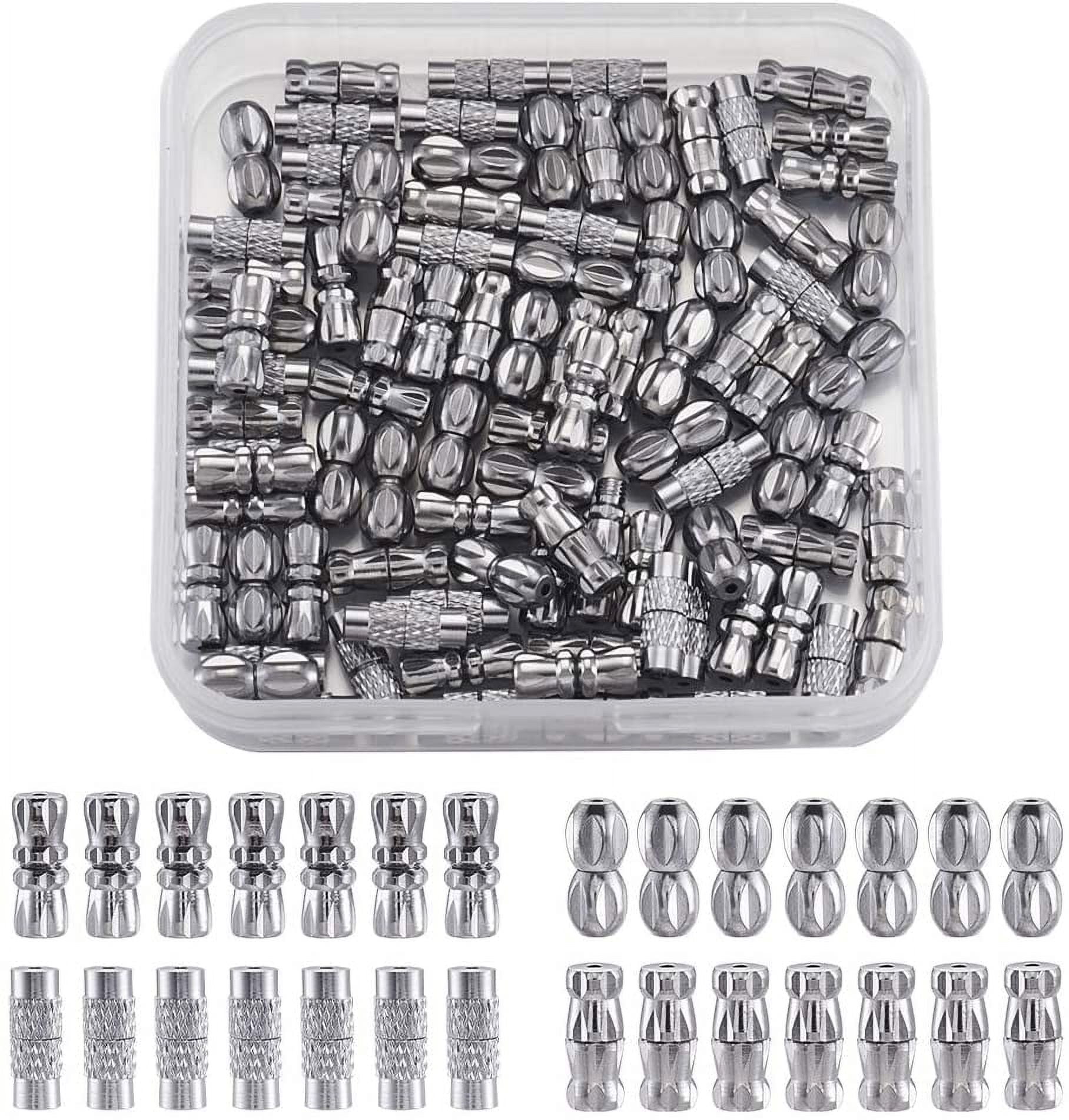 120Pcs Brass Tube Screw Clasps Golden & Platinum & Silver Plated Metal ...