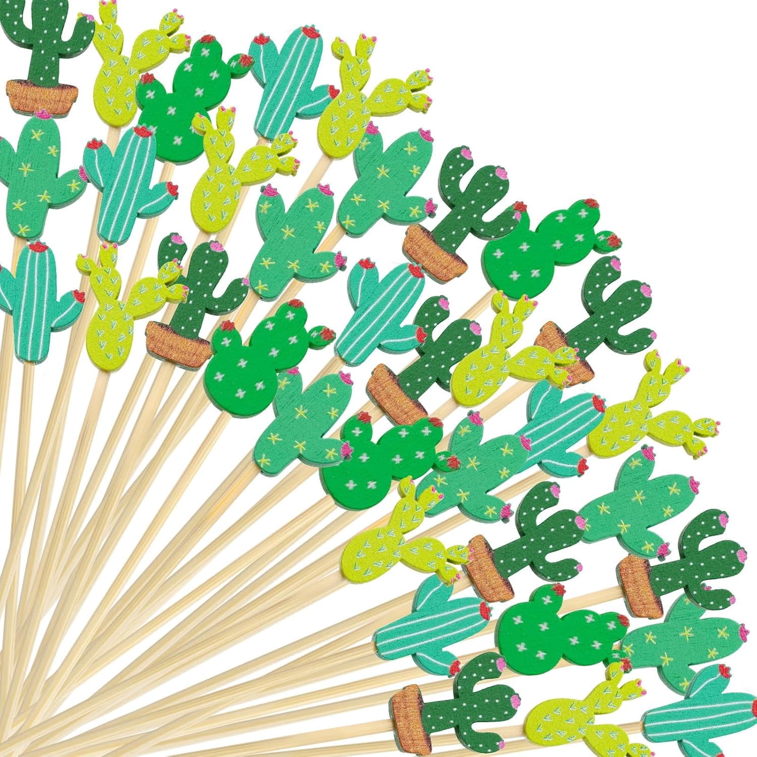 120Pcs Cactus Cocktail Picks Tropical Party Supplies Cacti Toothpicks ...