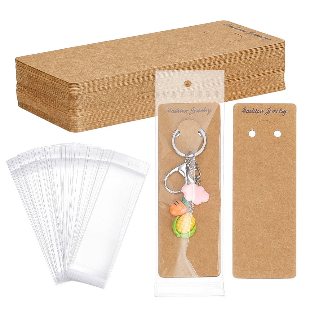 120Pcs Cardboard Paper Keychain Display Cards with 120Pcs OPP ...