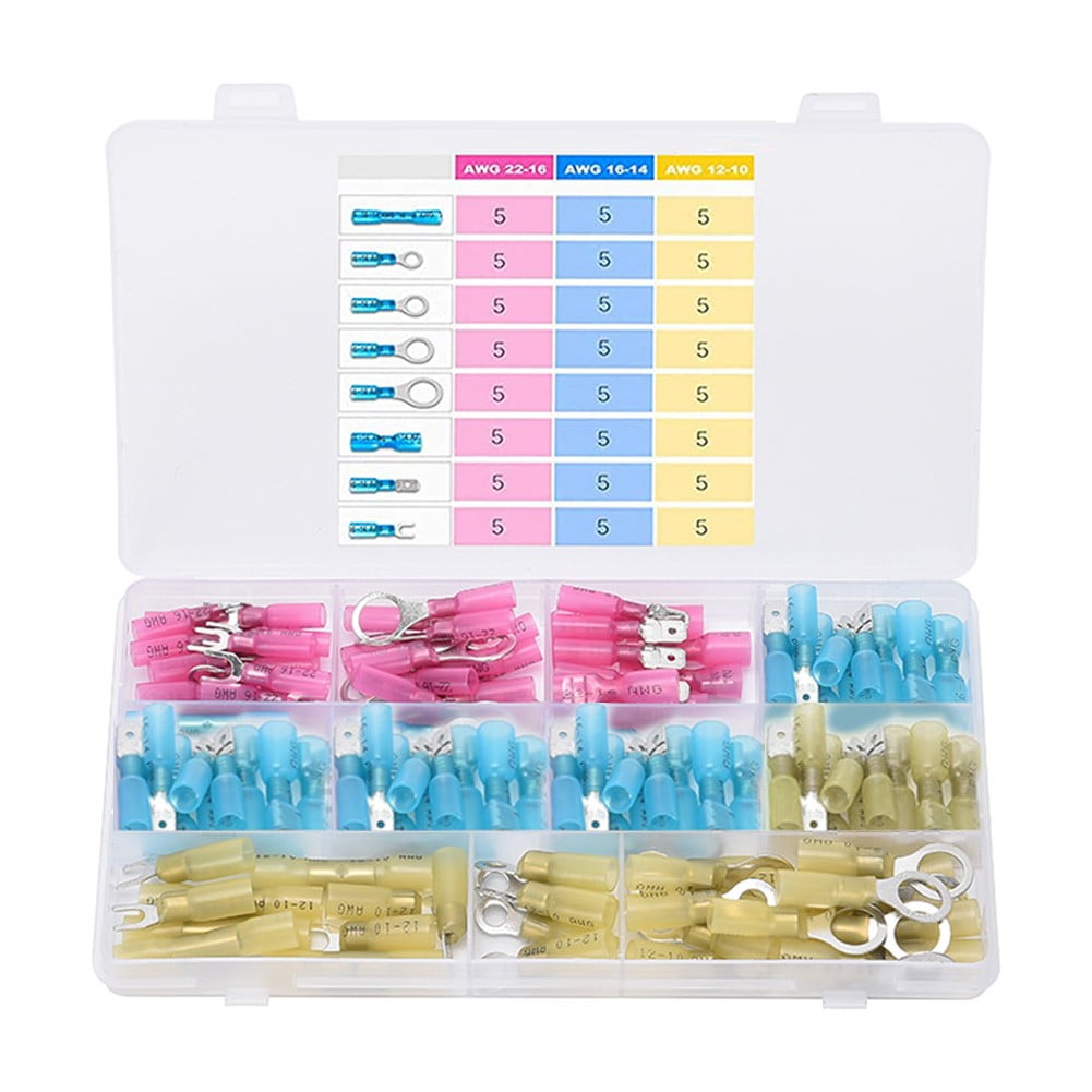 120Pcs Combination Box Waterproof Heat Shrink Wiring Terminal Connector ...