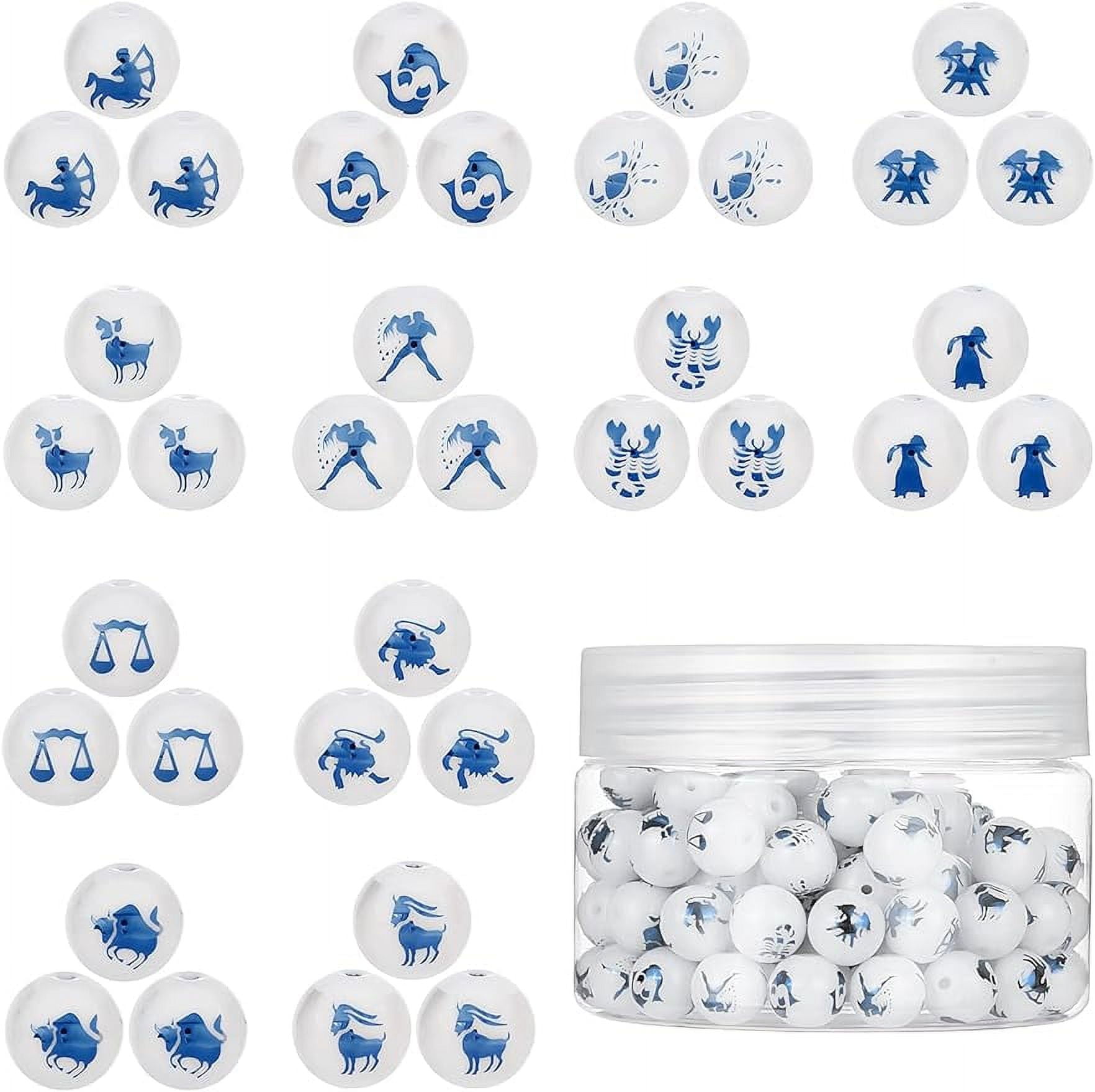 120Pcs Constellations Glass Beads Zodiac Sign Connectors Bead 12 Styles ...