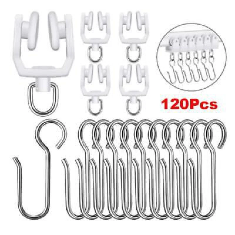 120Pcs Curtain Track Sets Ceiling Curtain Track Hook Track Rollers ...