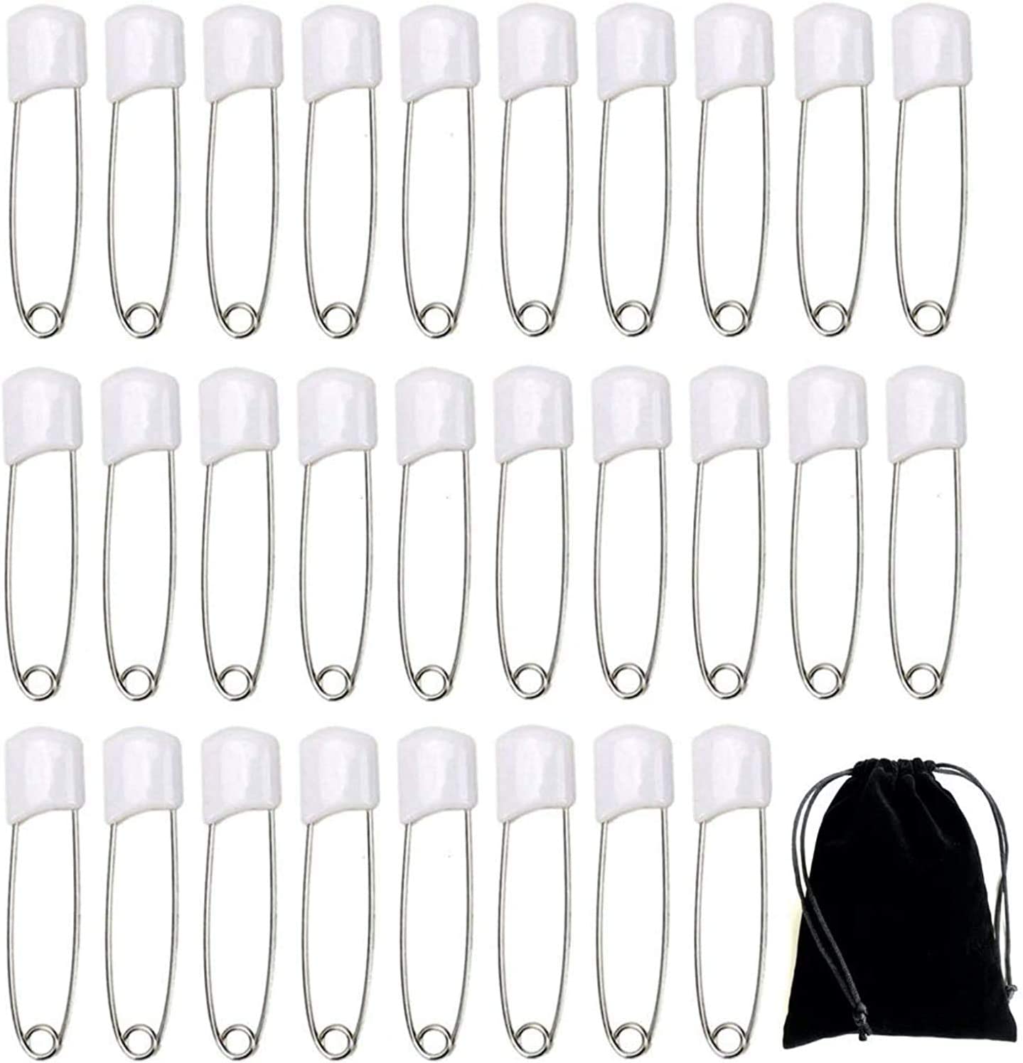 120Pcs Diaper Pins Baby Safety Pins Plastic Head White Baby Diaper Safety Pins Safety Locking ...