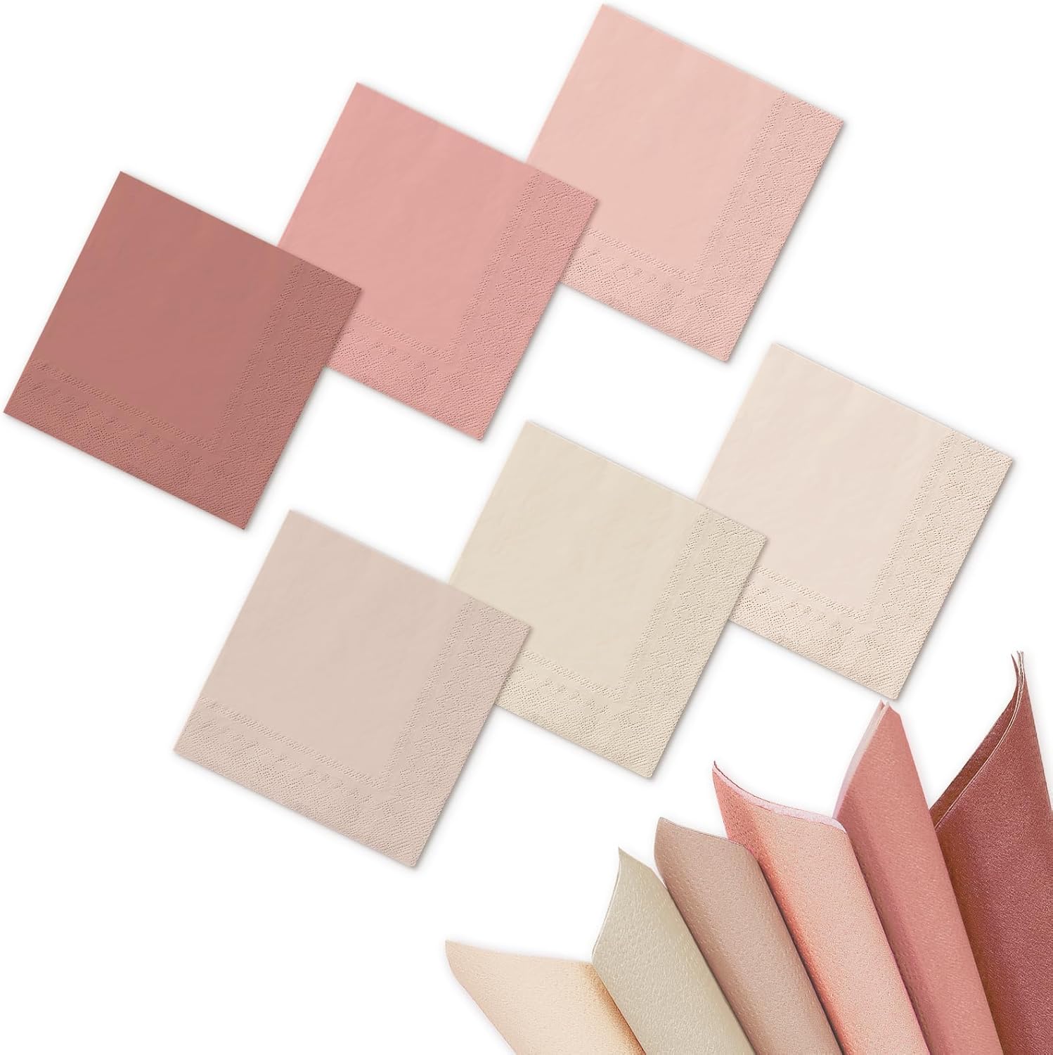 120Pcs Dusty Pink Cocktail Napkin 6 Gradient Color Paper Napkins Pink ...