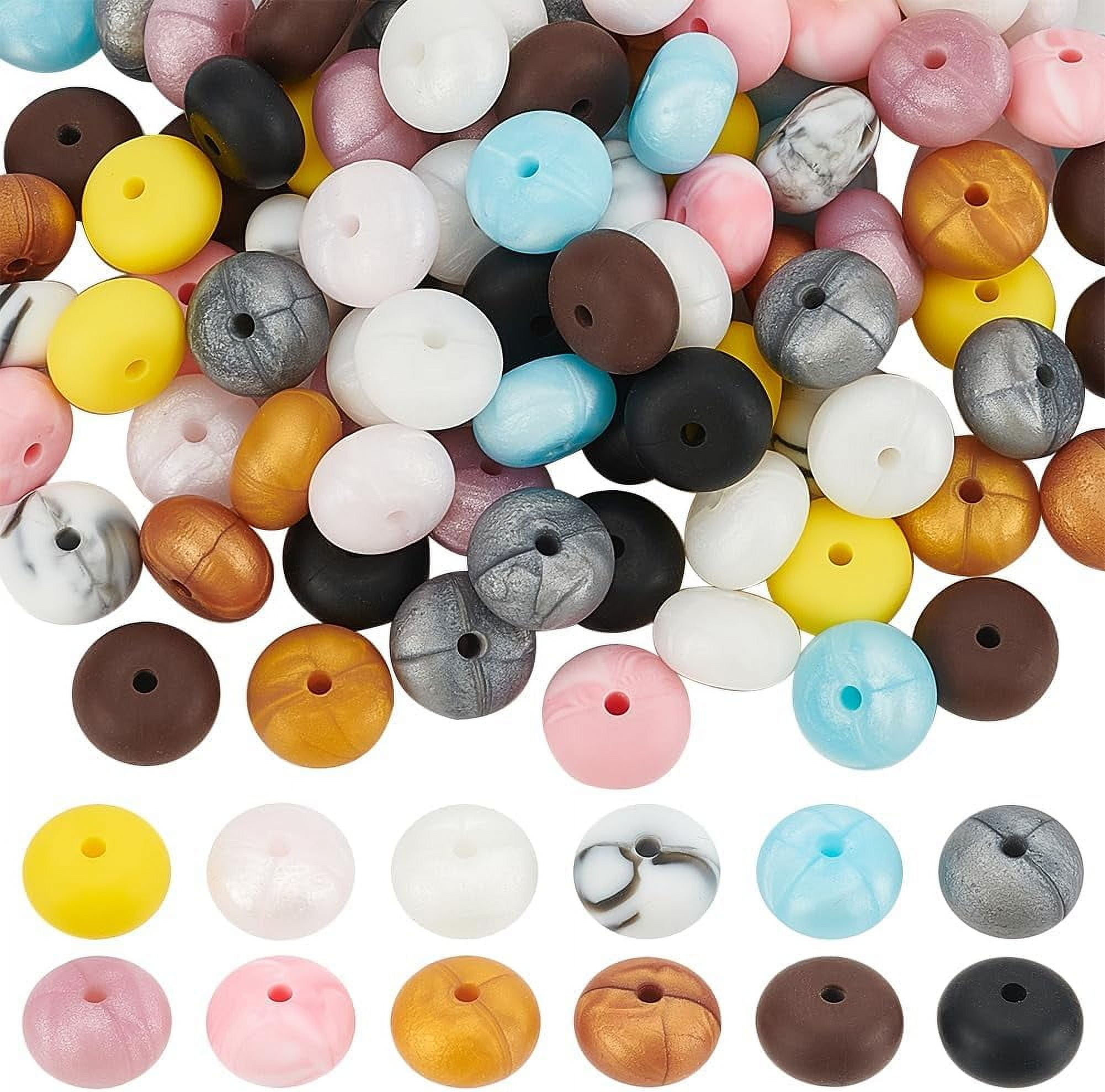 120Pcs Flat Round Food Grade Eco-Friendly Silicone Beads Silicone ...