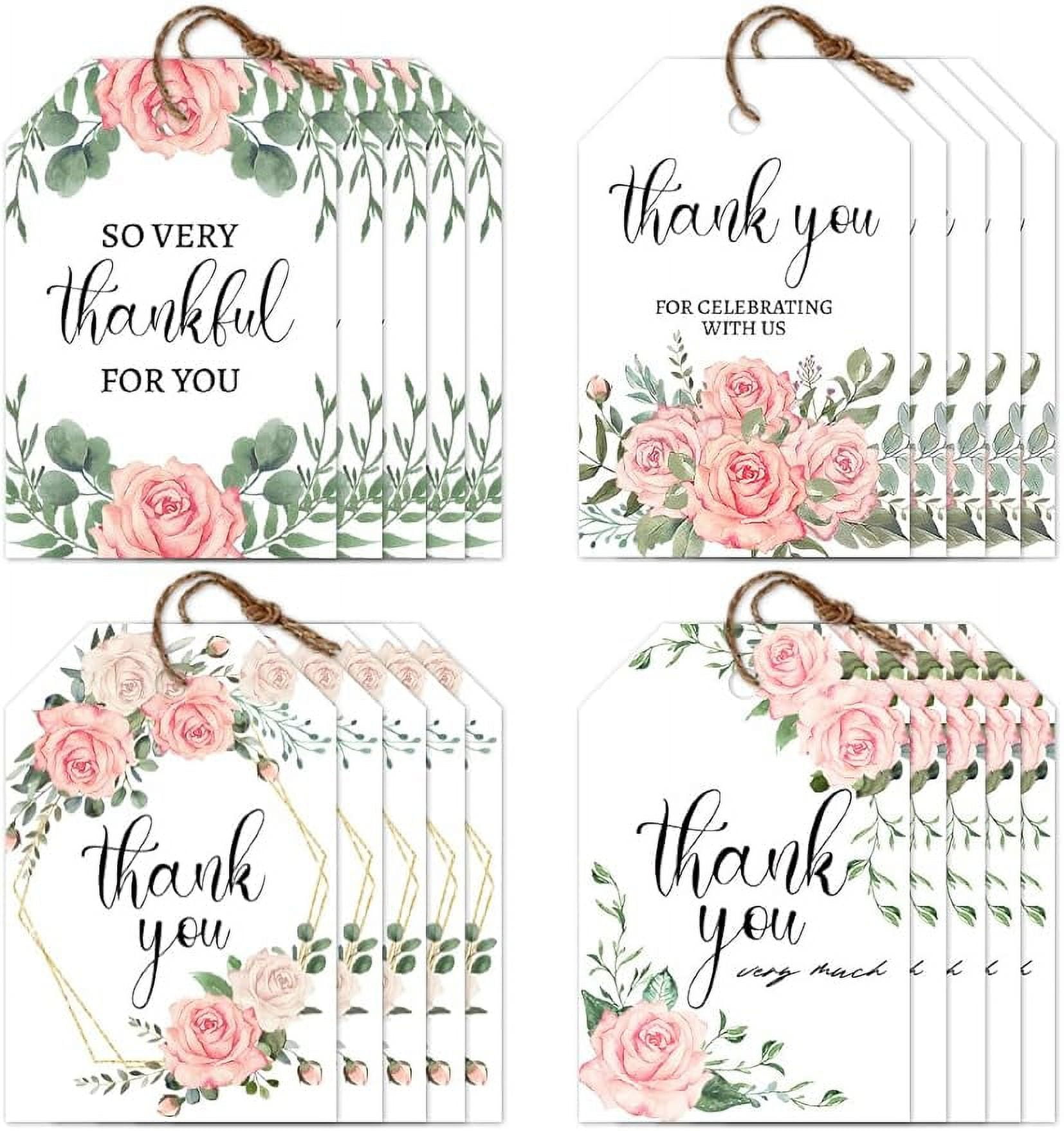120Pcs Gift Tags Rose Floral Thank You Present Tags with String 3x2in ...