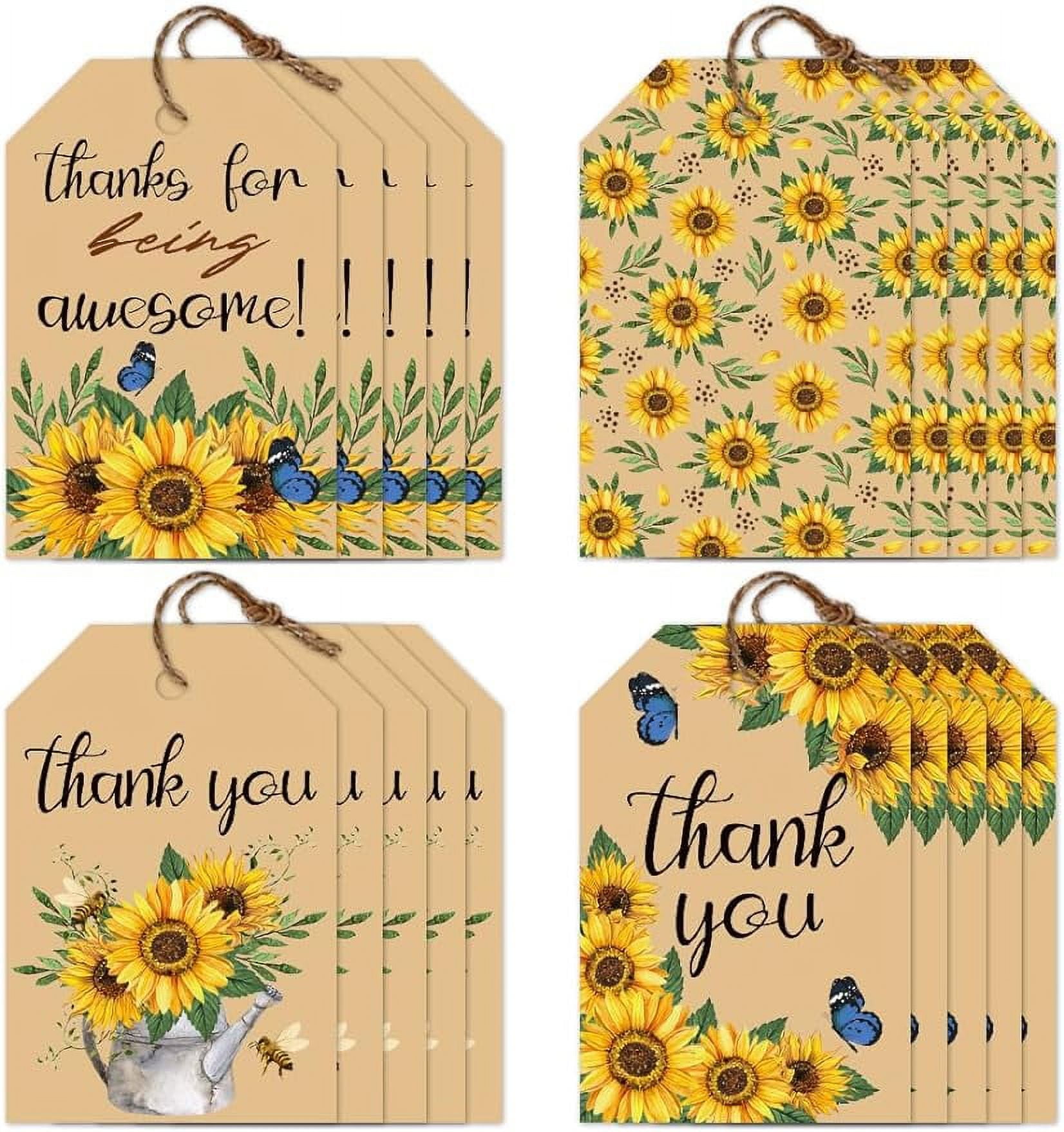 120Pcs Gift Tags Sunflower Kraft Paper Gift Tags with String 3x2in ...