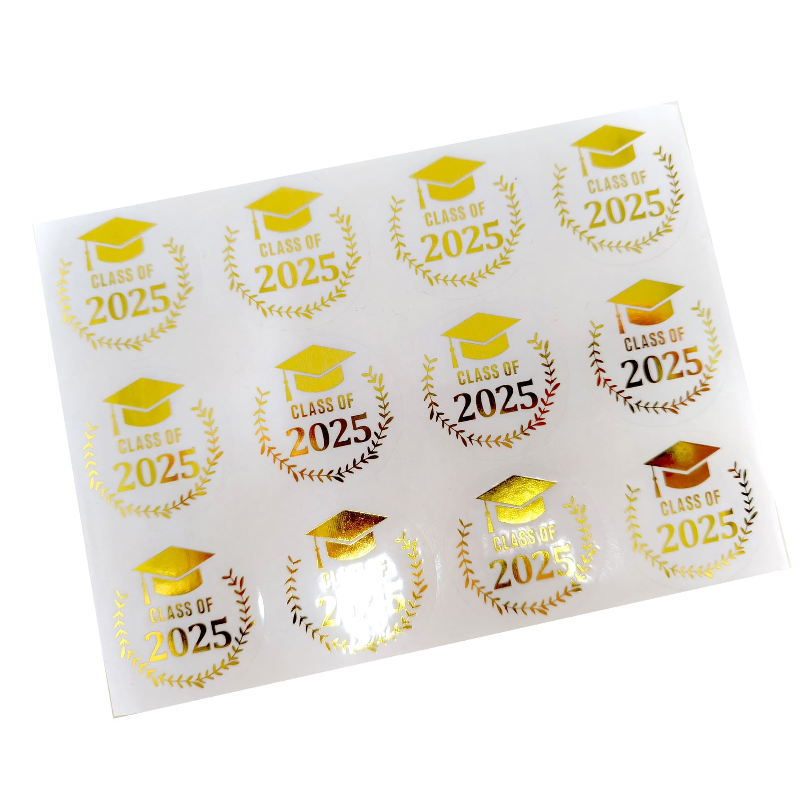 120Pcs Gold Foil Class Of 2025 Graduation Hat Sticker 40mm Clear Seal ...