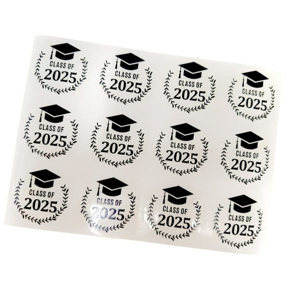 120Pcs Gold Foil Class Of 2025 Graduation Hat Sticker 40mm Clear Seal ...