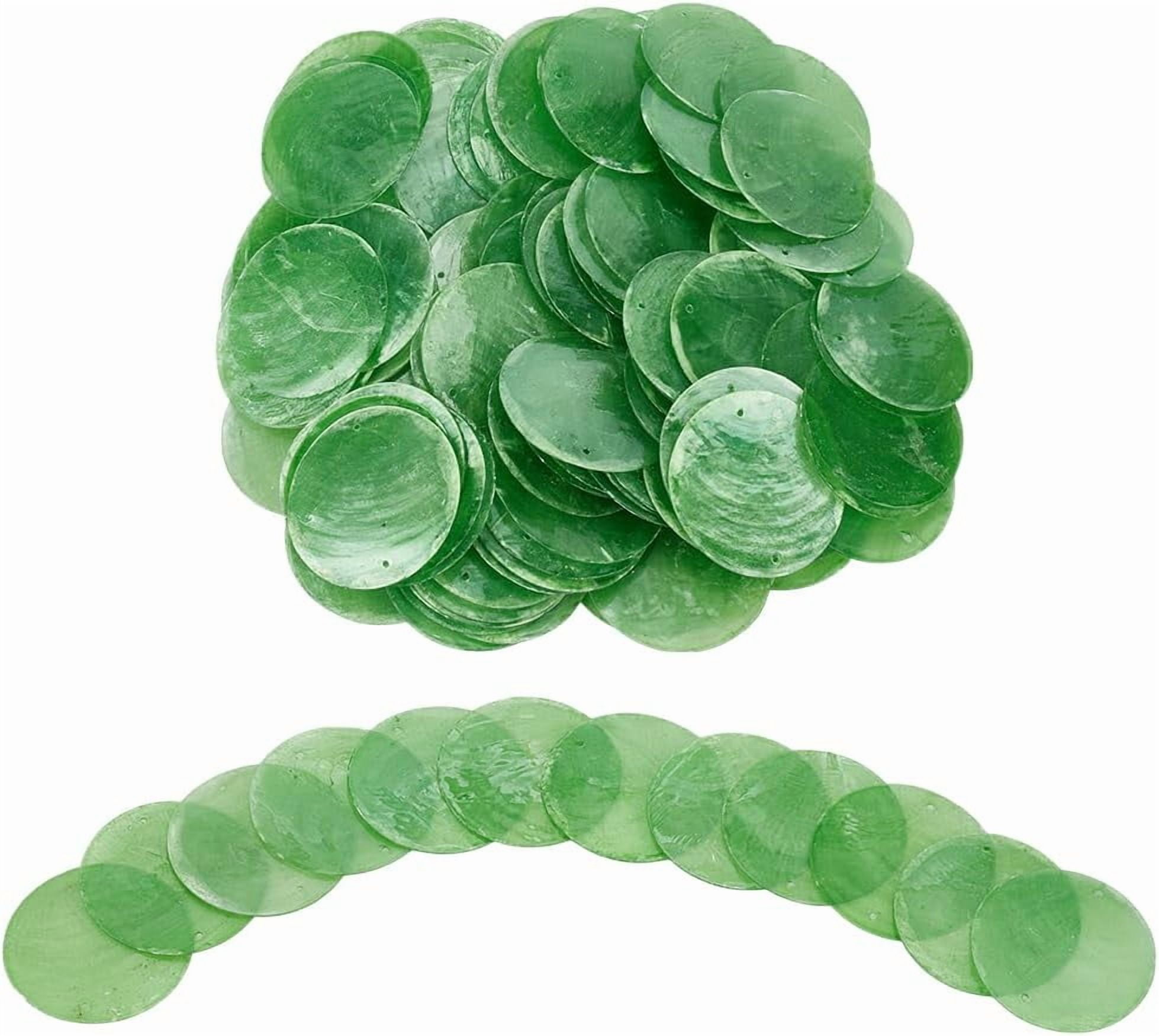 120Pcs Green Flat Round Shells Pieces 2 Inch Natural Shells with 2 ...