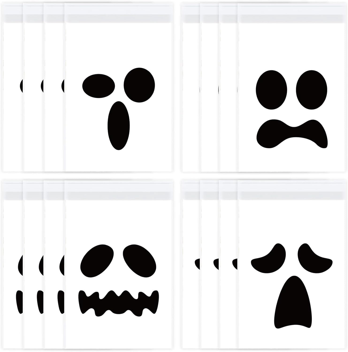 120Pcs Halloween Treat Bags Spooky Ghost Face Candy Goodie Bag White ...