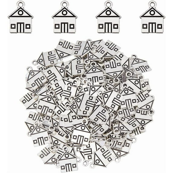 120Pcs House Shape Charms Pendants Tibetan House Charms Alloy Small ...