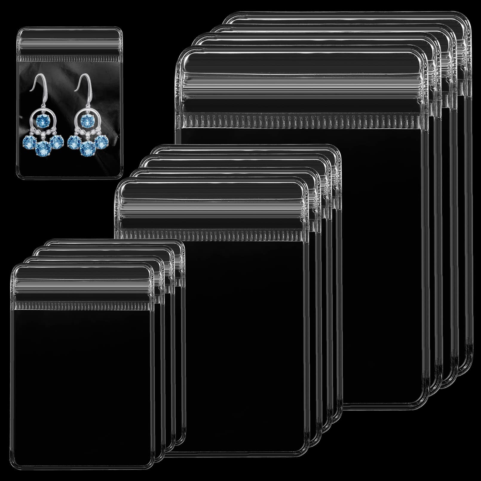 120Pcs Jewelry Bags,Self Seal Plastic Zipper Bag,Clear PVC Jewelry ...