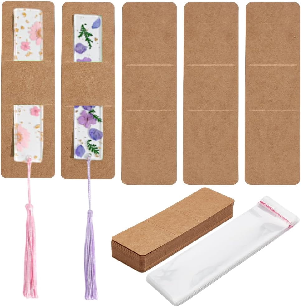120Pcs Kraft Bookmark Holder DIY Bookmarks Blank Display Cards Kraft ...