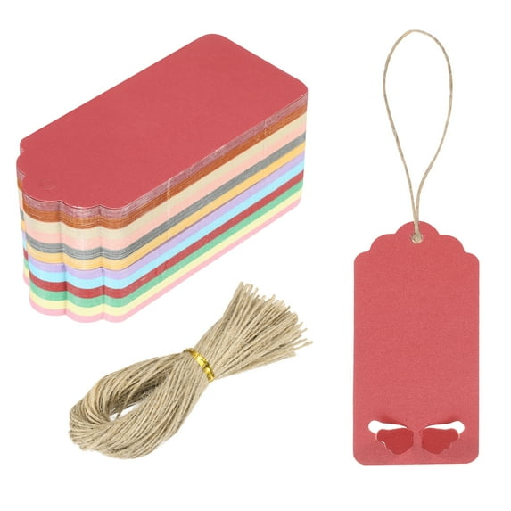 Uxcell 120Pcs Kraft Paper Tags String 3.5 x 1.6 inch Wing Shape ...