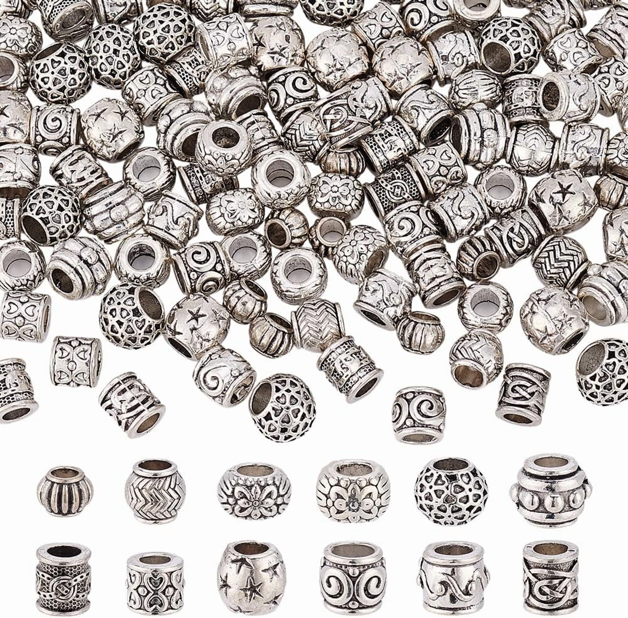 120Pcs Large Hole Spacer Beads 12 Style Alloy Tibetan Spacer Charm ...