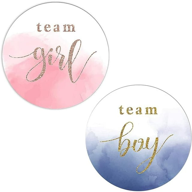 120Pcs Large Watercolor Gender Show Stickers Boy or Girl Stickers for ...