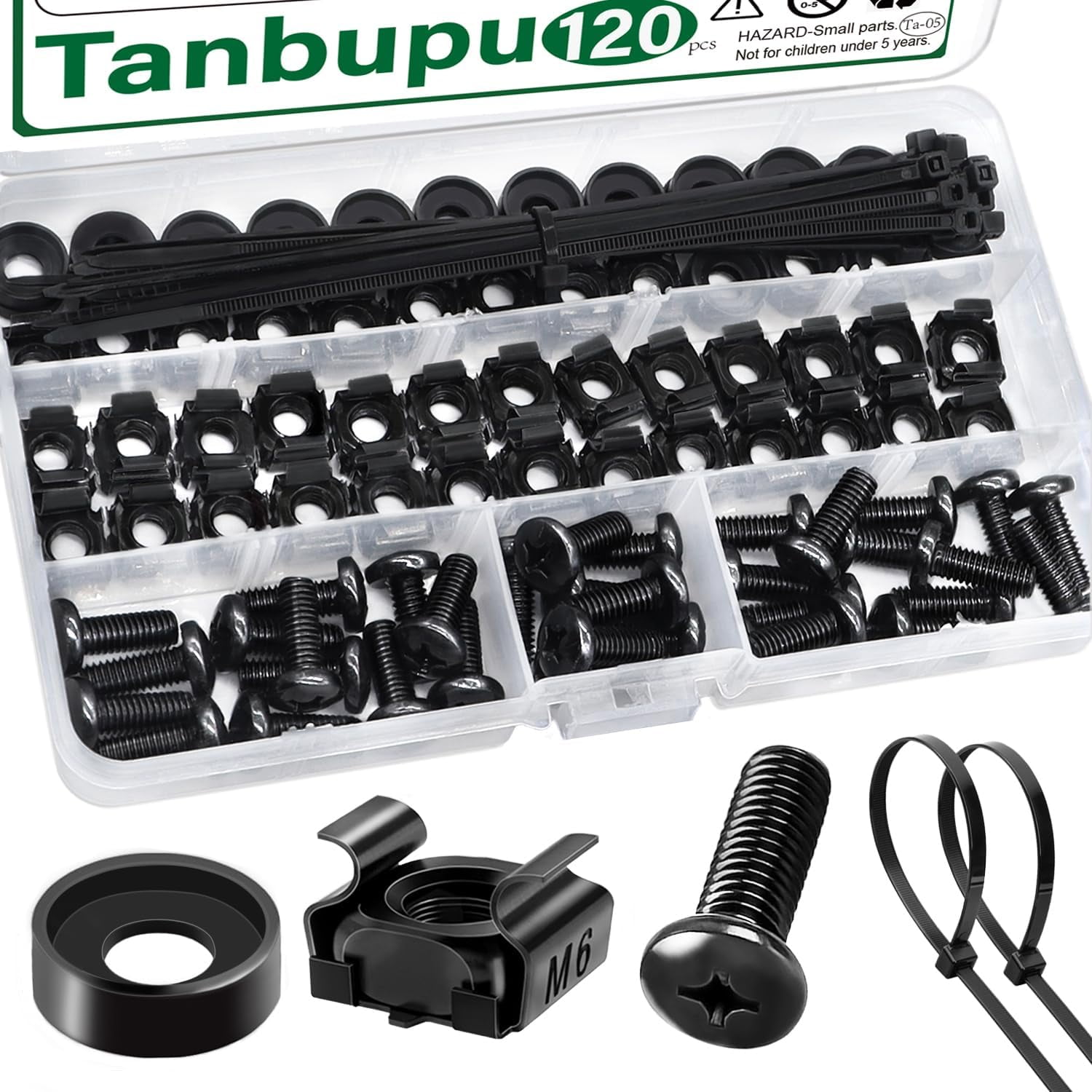 120Pcs M6 x 16mm Rack Mount Cage Nuts, Screws, Washers and Self-Locking ...