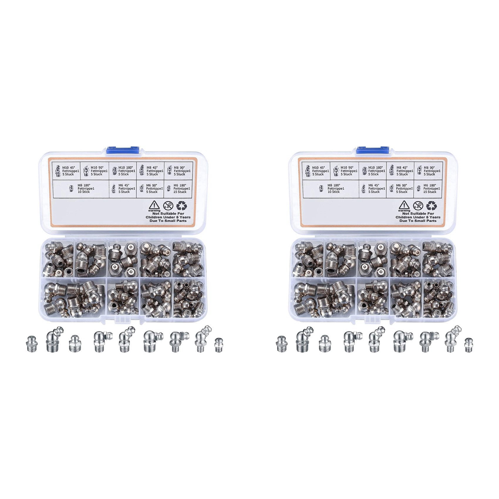 120Pcs Metric Grease Fittings Kit, M6 M8 M10 45 90 Degree Hydraulic ...