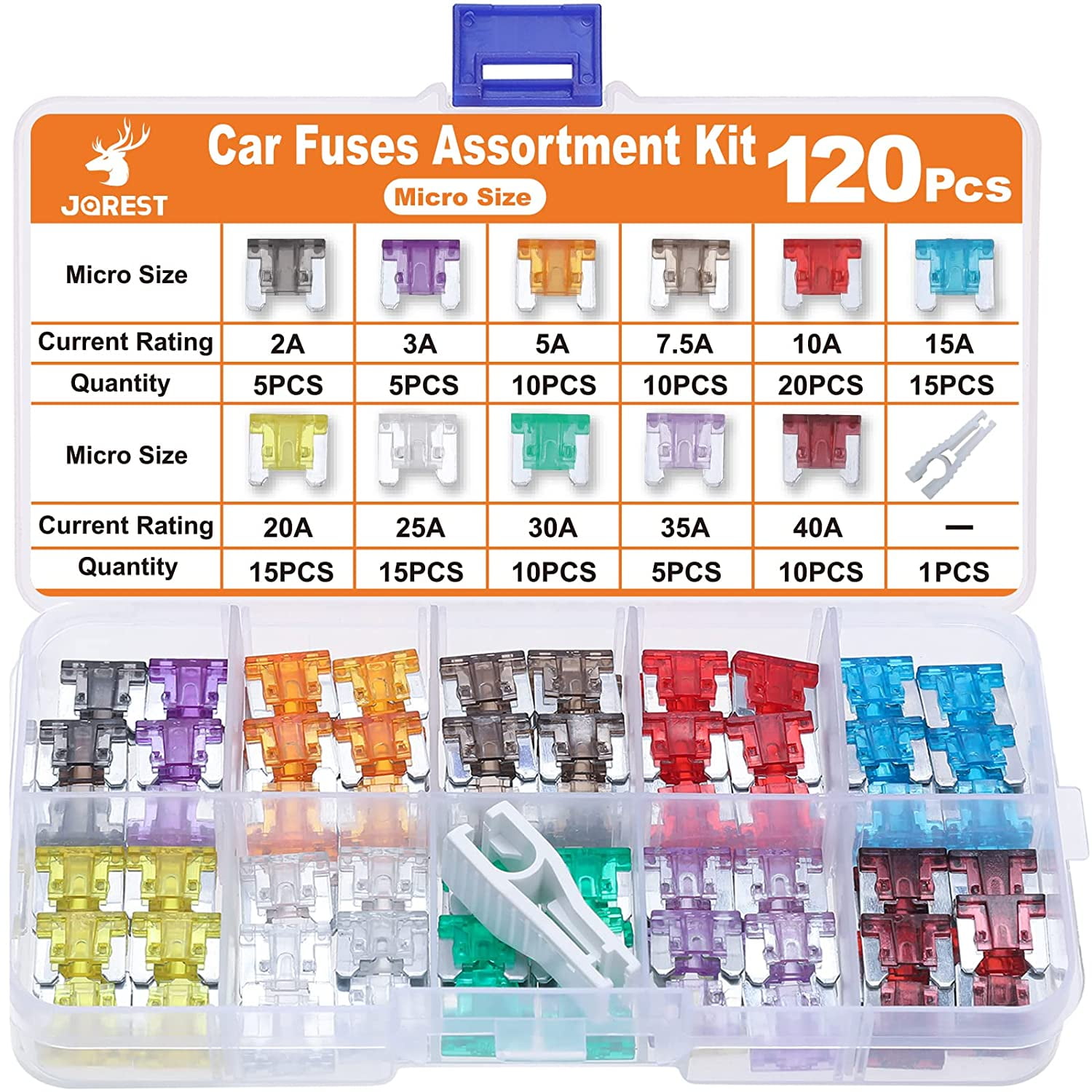 120Pcs Micro Fuses, Low Profile Mini Fuse Kit, Micro Fuses Assortment ...