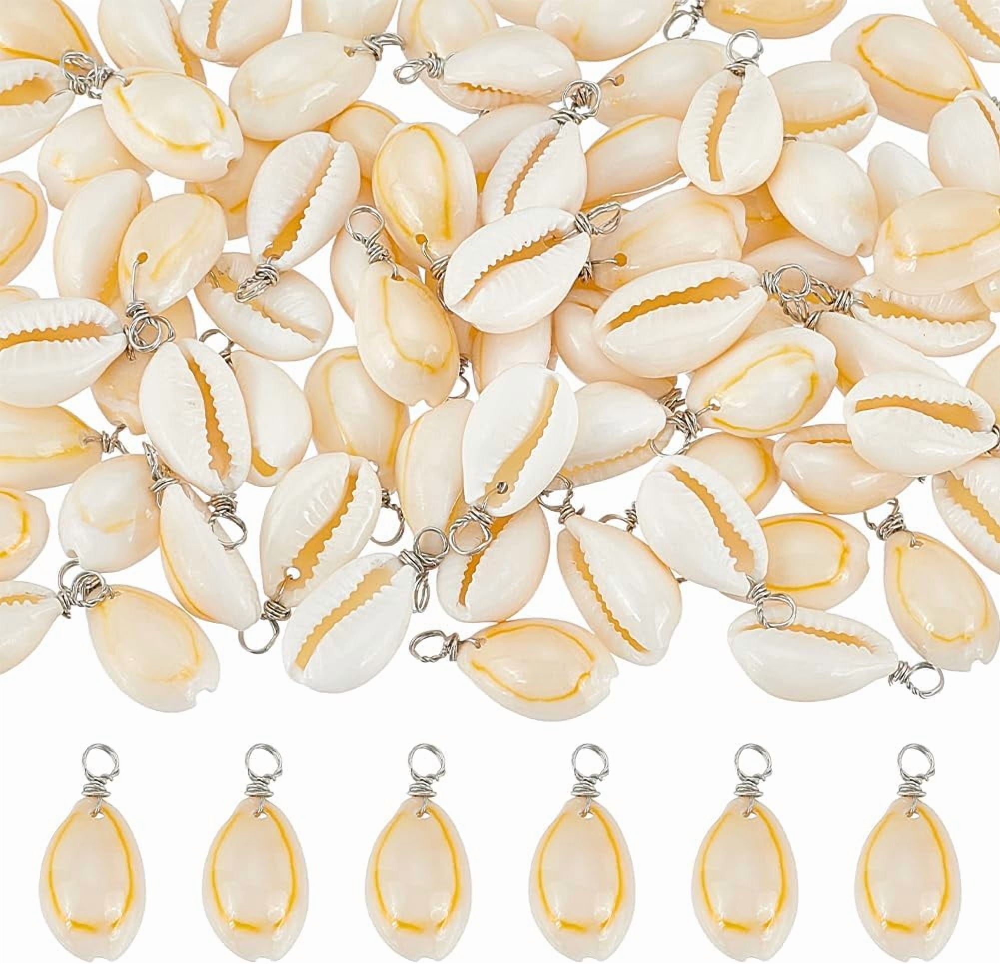 120Pcs Natural Cowrie Shell Charms Shell Pendant Spiral Seashells Charm ...