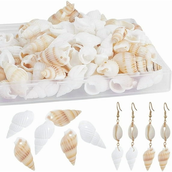 120Pcs Natural Shell Charms Spiral Seashells Pendant Ocean Conch Dangle ...
