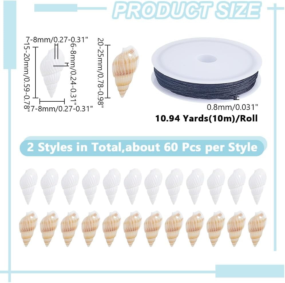 120Pcs Natural Shell Charms Spiral Seashells Pendant Ocean Conch Dangle ...