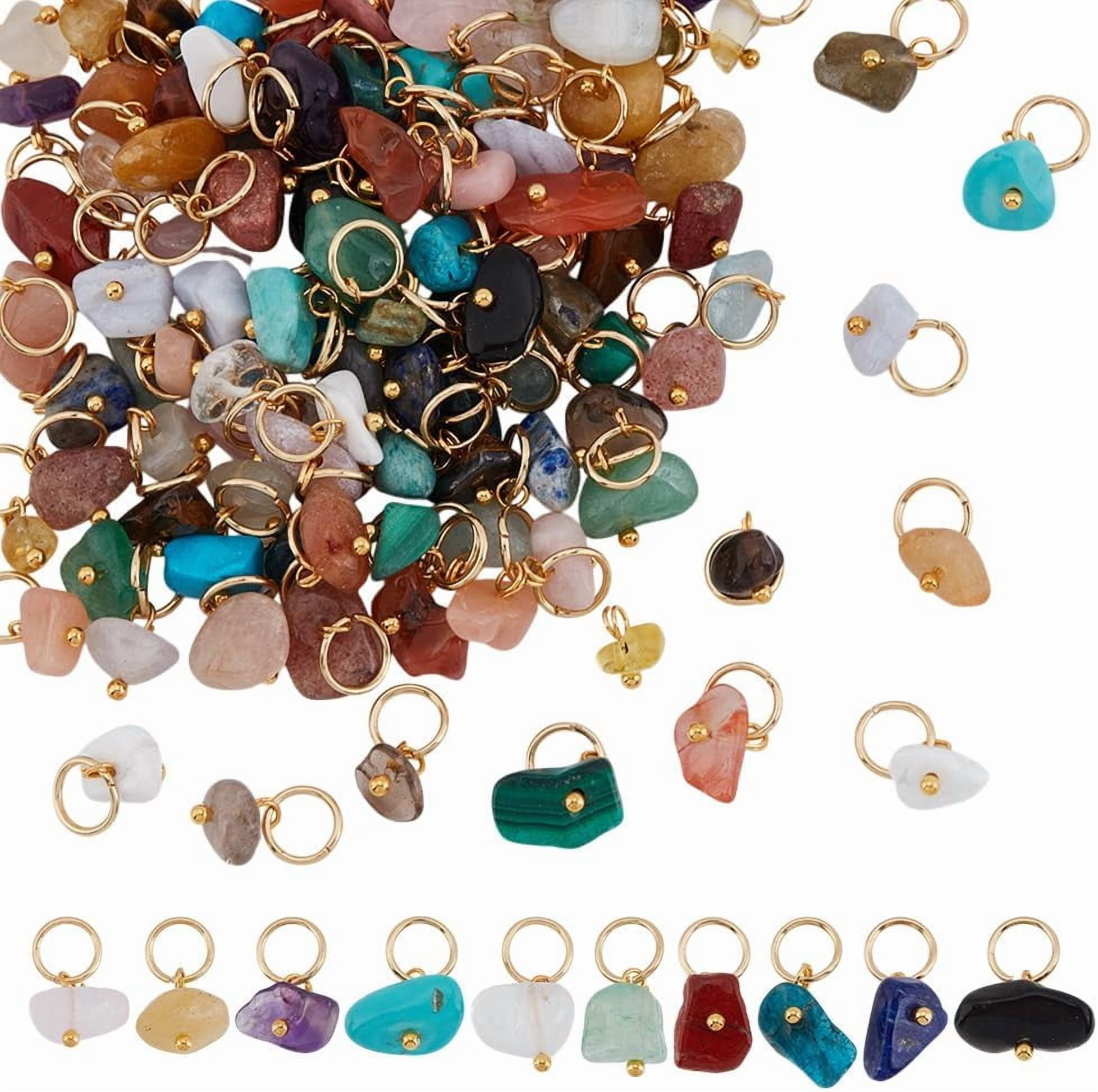 120Pcs Natural Stone Charms Gemstone Chip Charms Small Gemstone Dangle ...