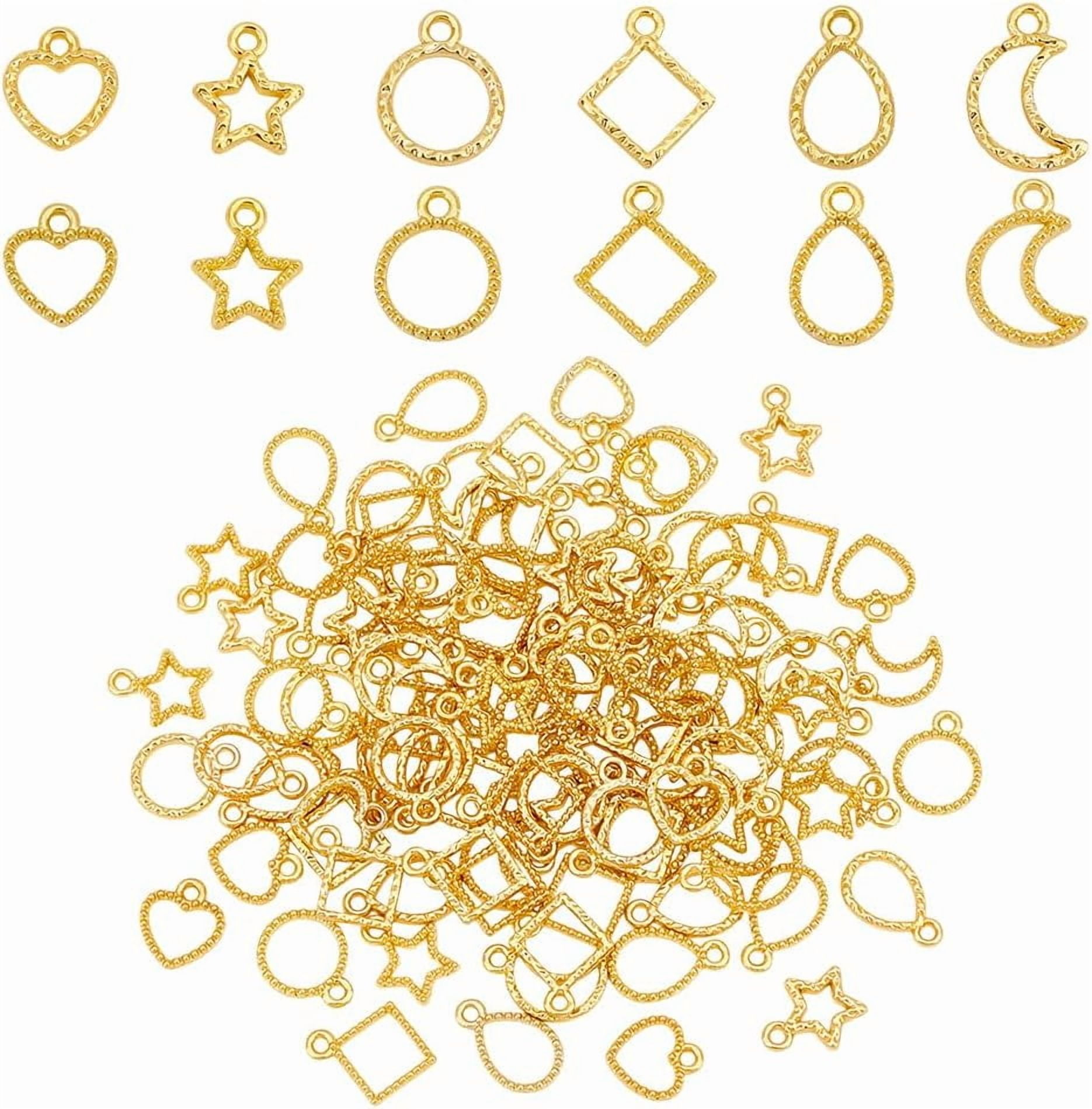 120Pcs Open Back Bezel Charms 12 Styles Hollow Frame Charms Moon Star ...