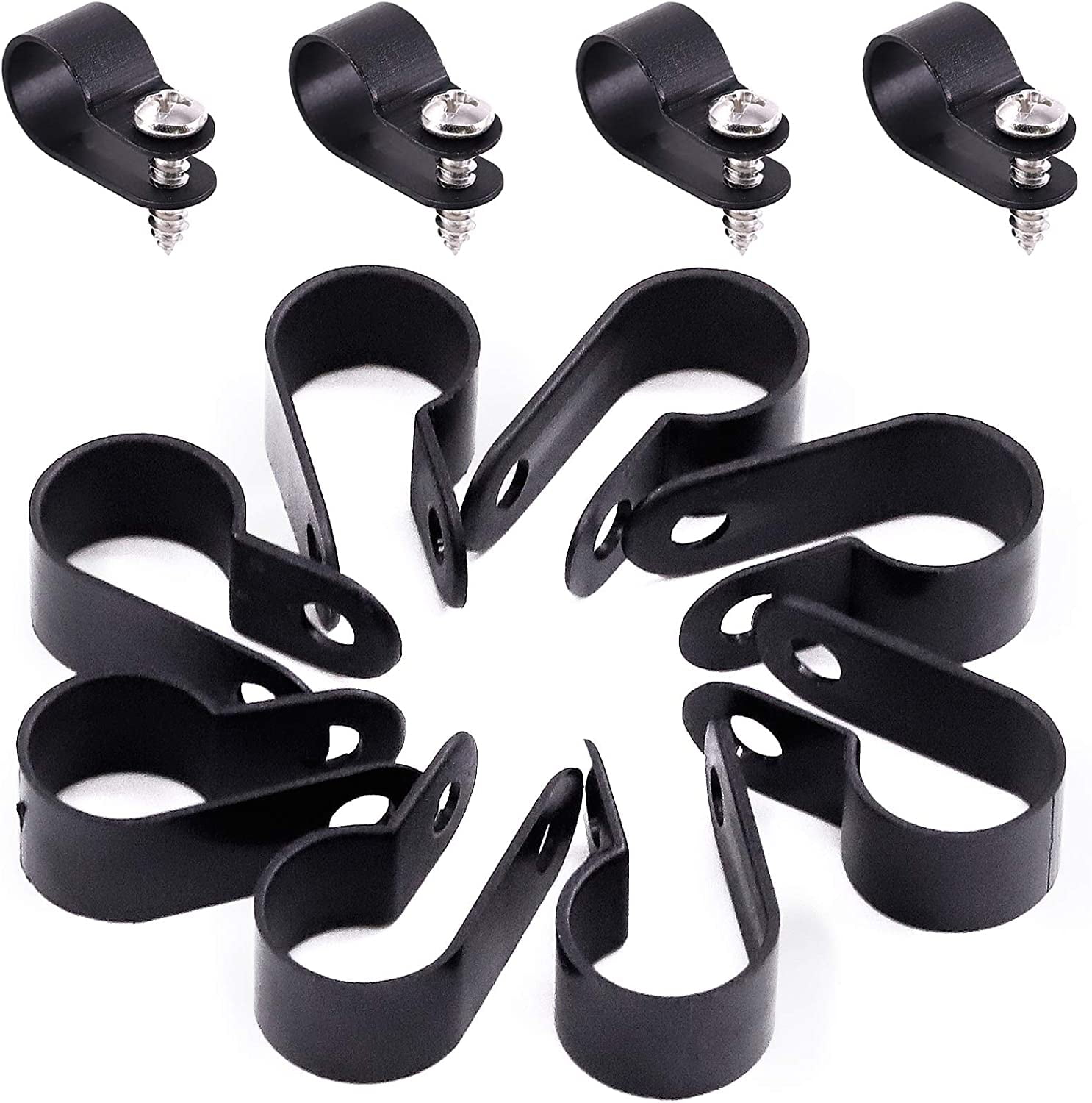 120Pcs Plastic Cable Clamp R Type Screw Mounting Cord Fastener Cable ...