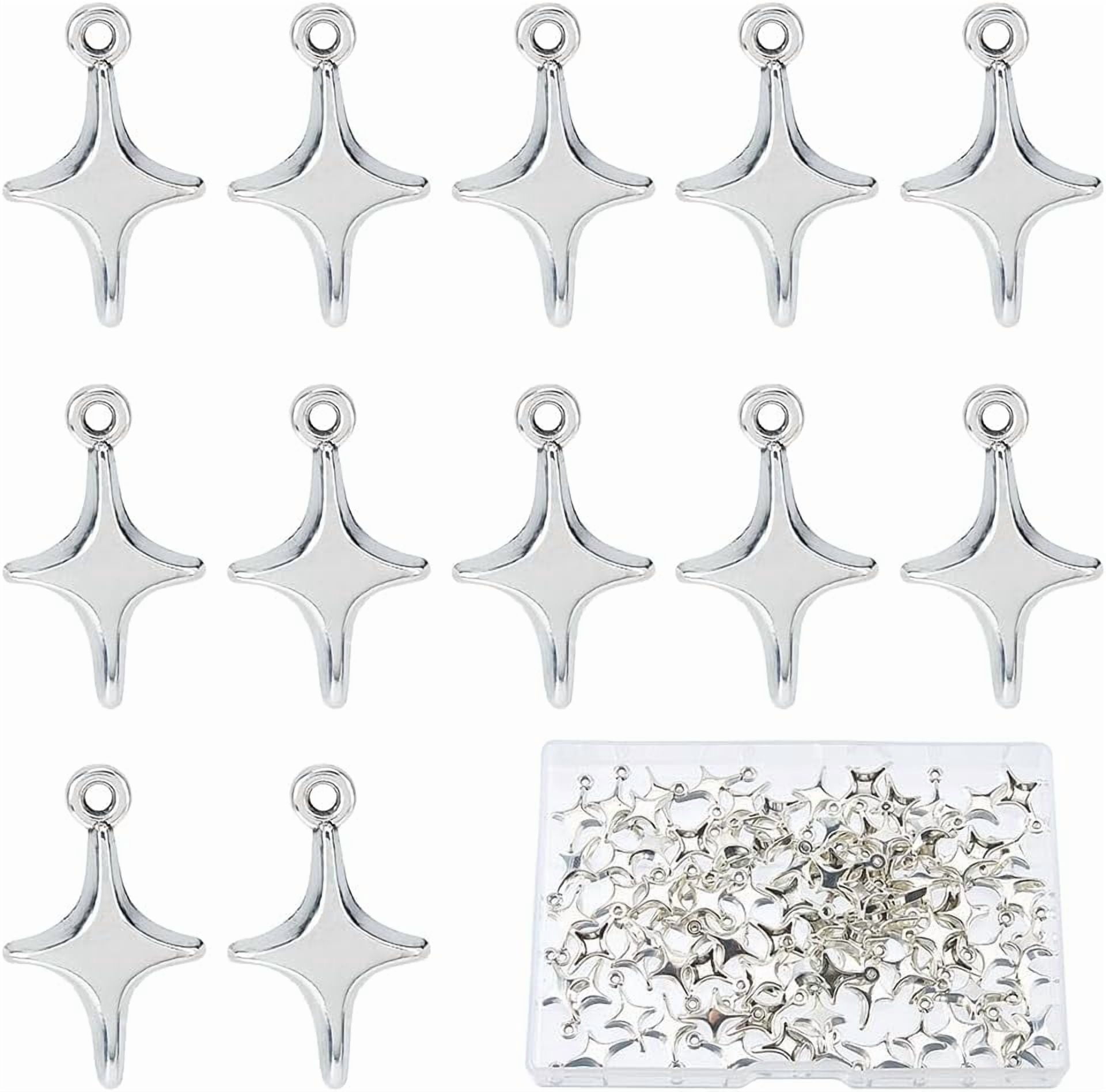 120Pcs Platinum Star Charm Alloy Earrings Pendant Bulk North Star Charm ...
