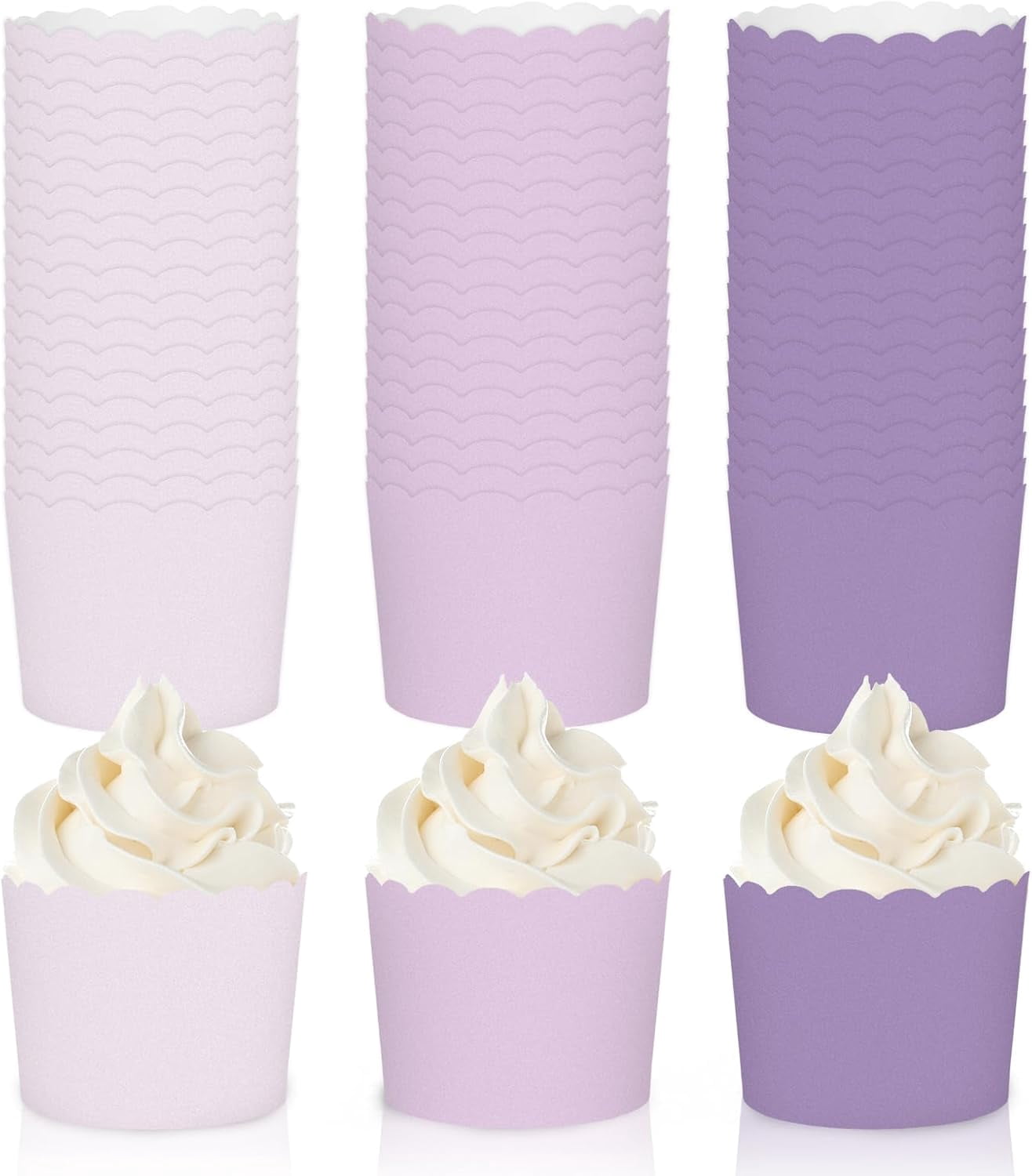 120Pcs Purple Paper Baking Cups Scalloped Edge Cupcake Wrappers ...