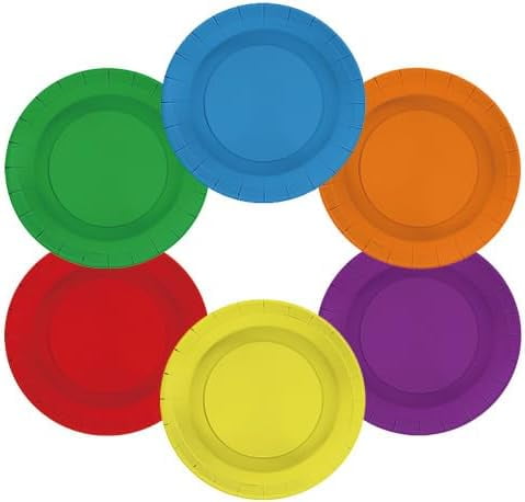 PHYSUN-120Pcs Rainbow Paper Plates 9" Round Colorful Party Plates ...