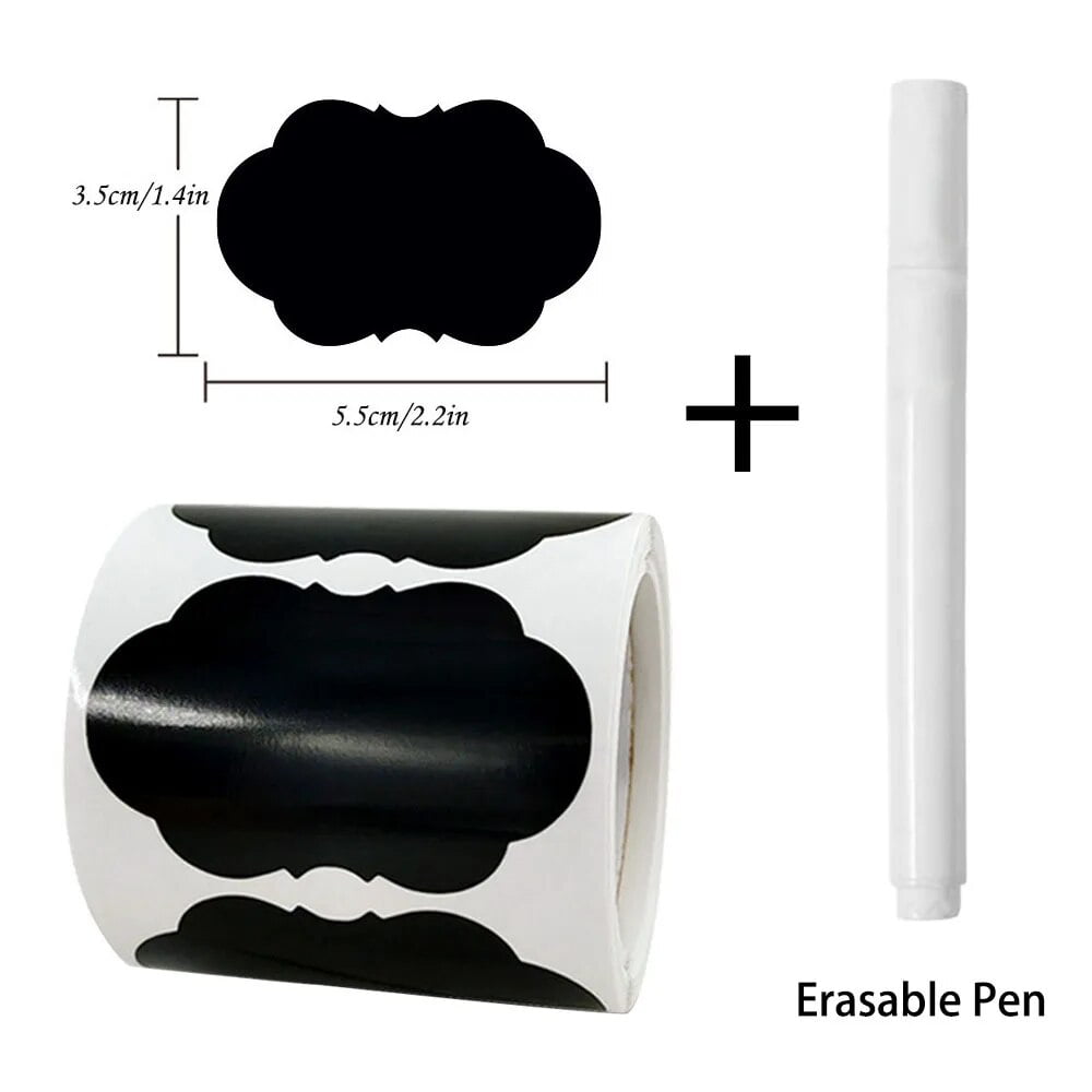 120Pcs/Roll 3 Styles Removable Blackboard Stickers With Erasable Pen ...