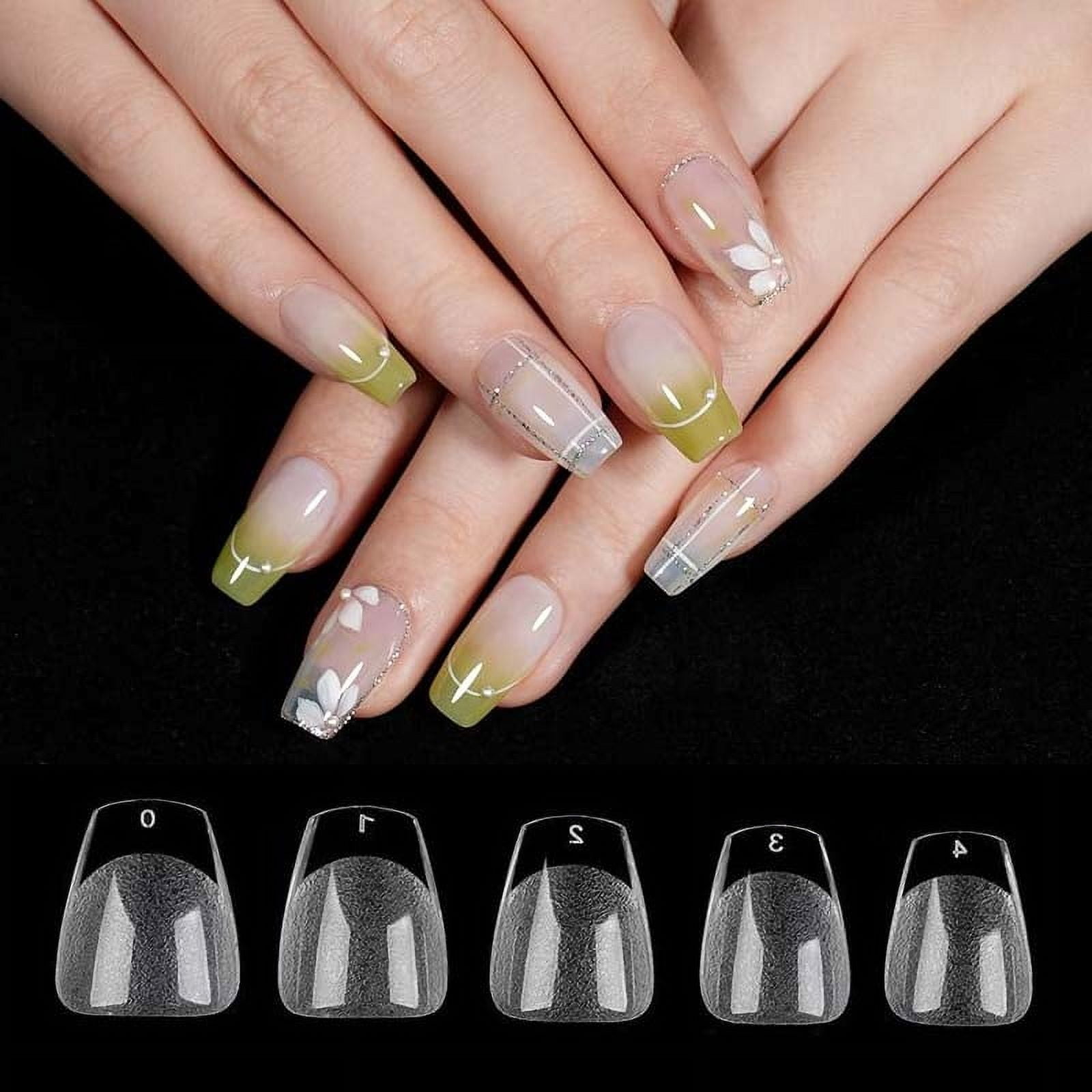120Pcs Short Almond Oval Fake Nail Tips Extension System Sculpted Full ...