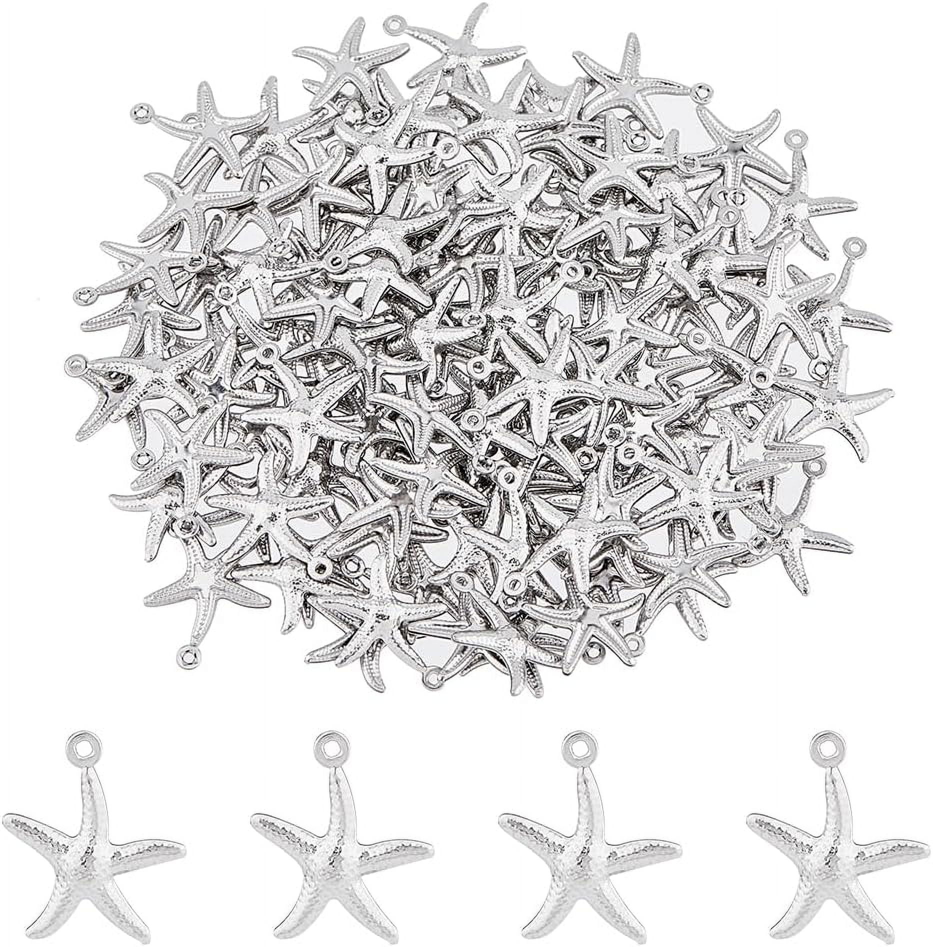 120Pcs Silver Starfish Charms Stainless Steel Summer Ocean Animal ...