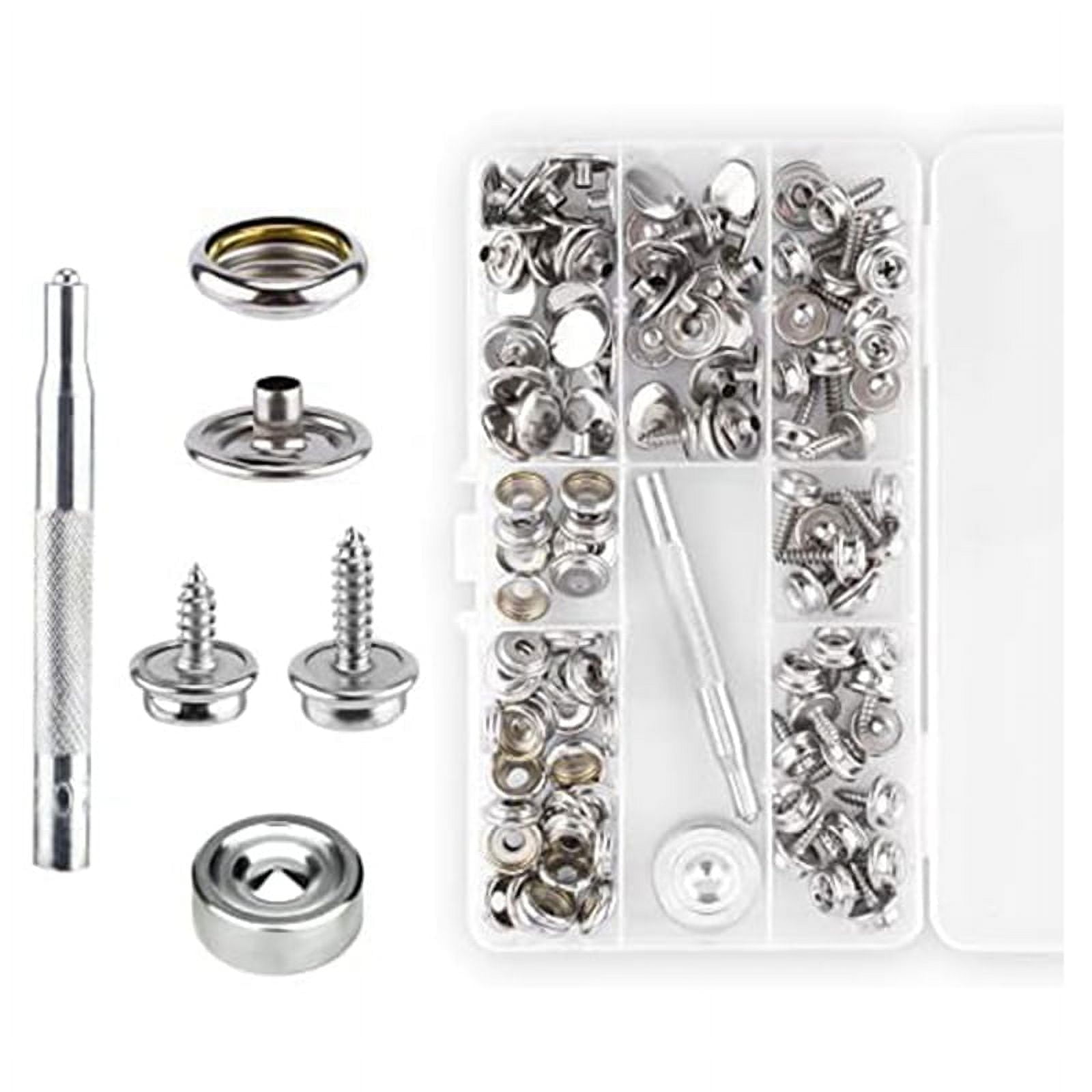 120Pcs Snap Fasteners Kit, Marine Canvas Snaps with 2Pcs Setting Tool ...