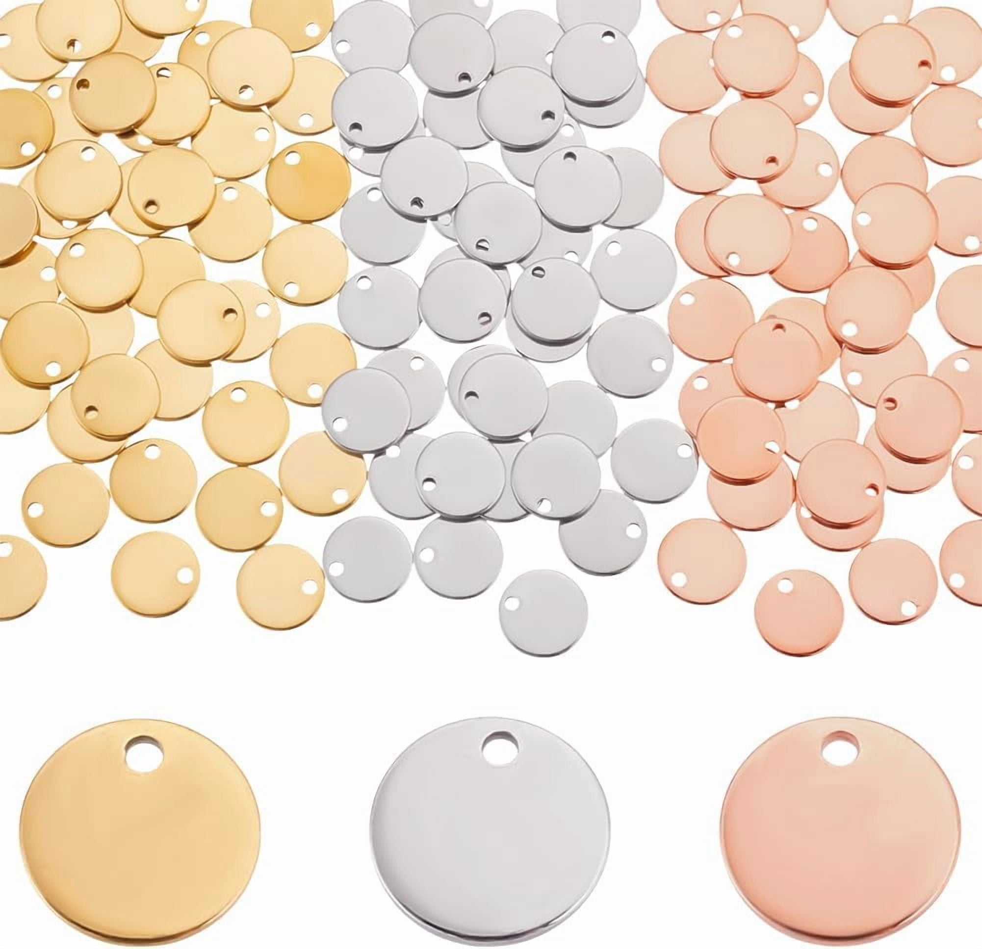 120Pcs Stainless Steel Stamping Blanks 3 Colors Flat Round Engraved ...