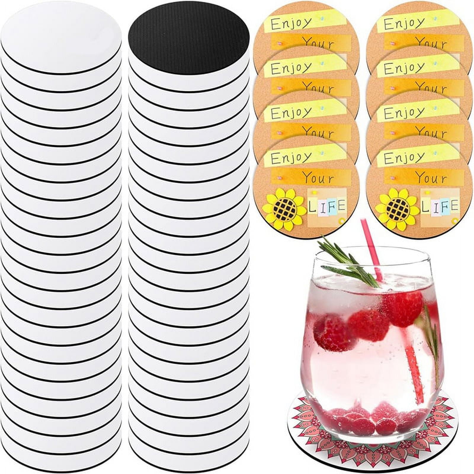 120Pcs Sublimation Coasters Blank 4 Inch Sublimation Round Blank ...