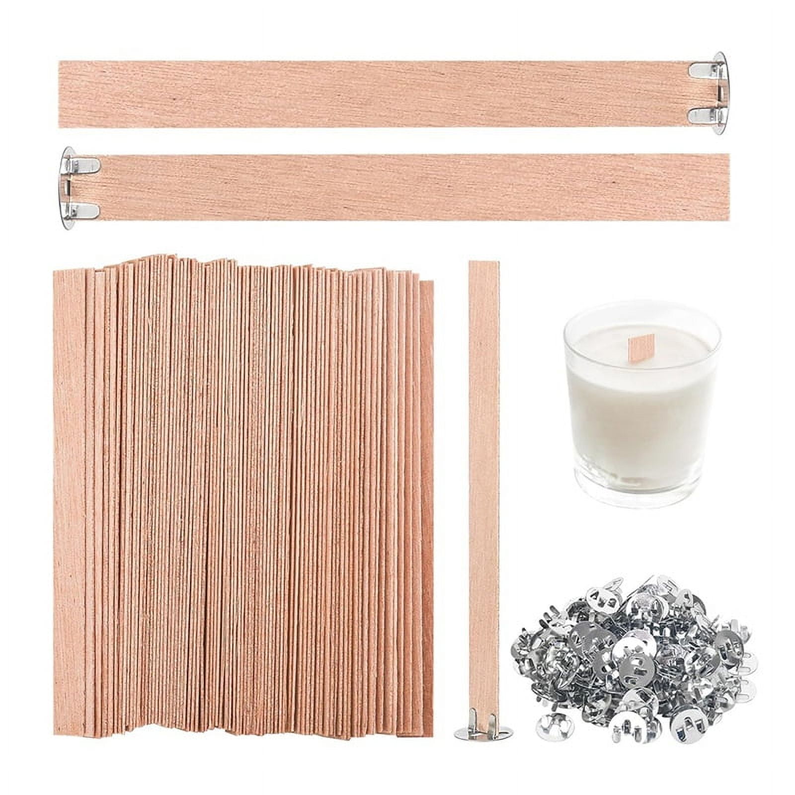 120Pcs Thick Wooden Candle Wicks, 5.1x0.5 Inch Natural Smokeless Wood ...