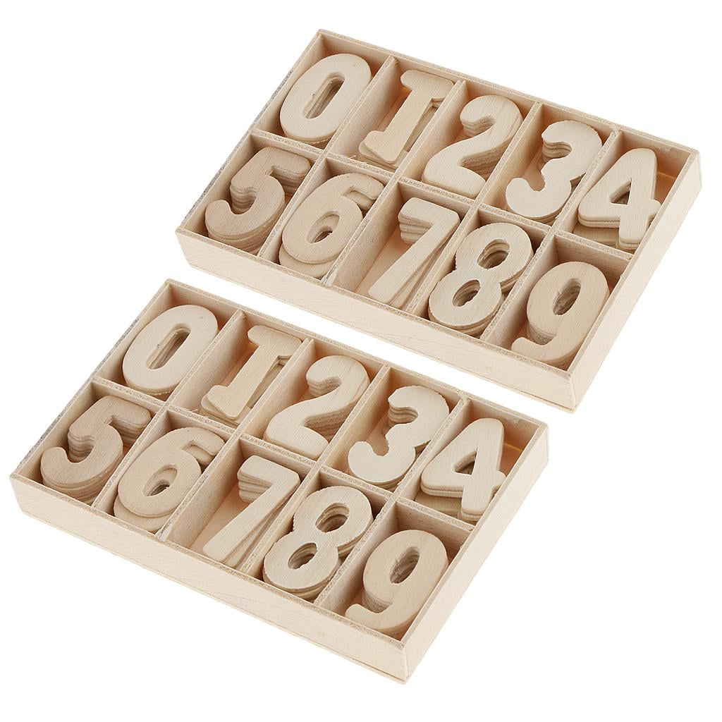 HILABEE 120Pcs Unfinished Wood Arabic Numbers, Kids Learning Toy ...