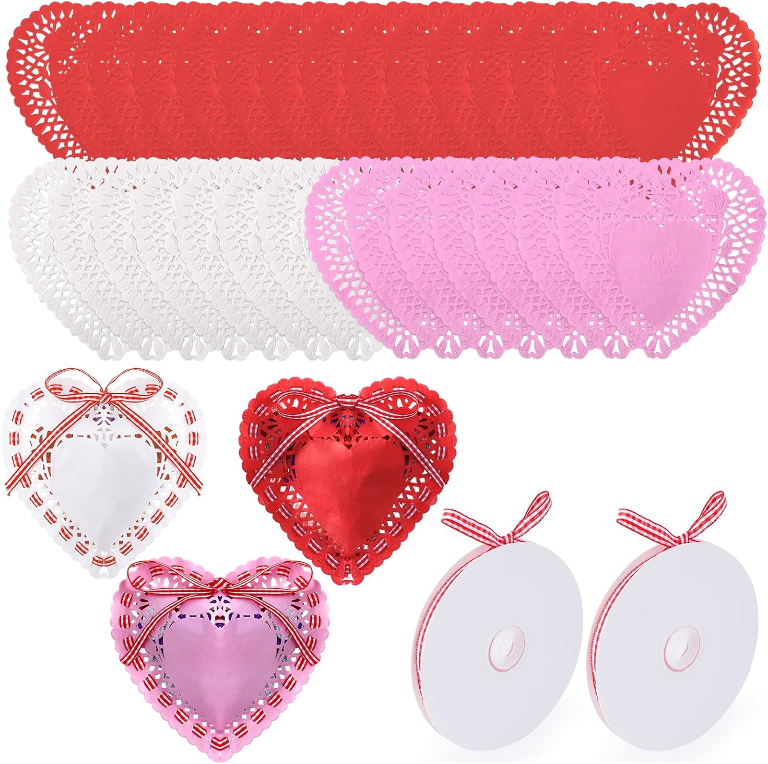 120Pcs Valentines Day Craft Gift Heart Paper Doilies Sets Including 120 ...