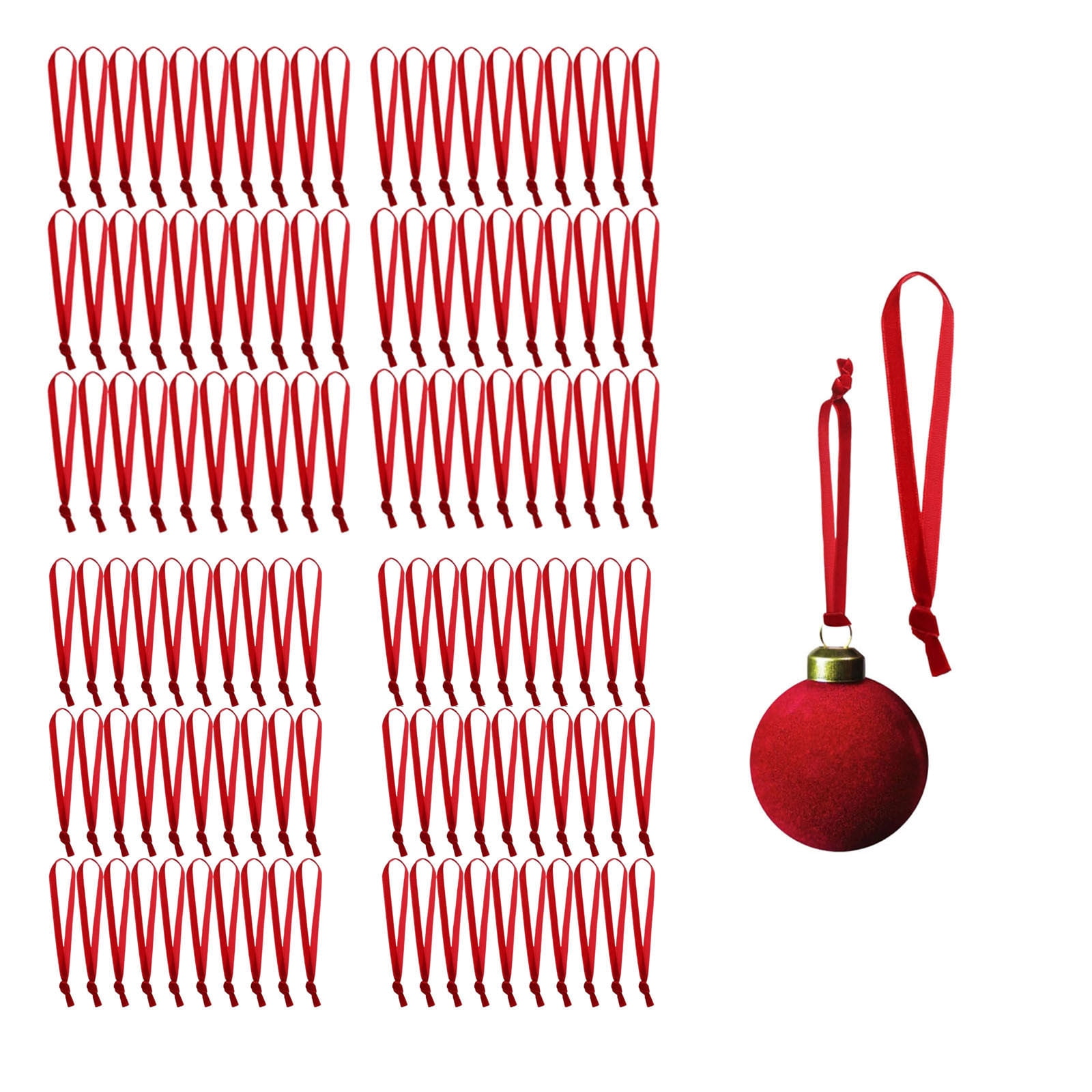 120Pcs Velvet Christmas Ornament Ribbon Hangers, Hand Tied Christmas ...
